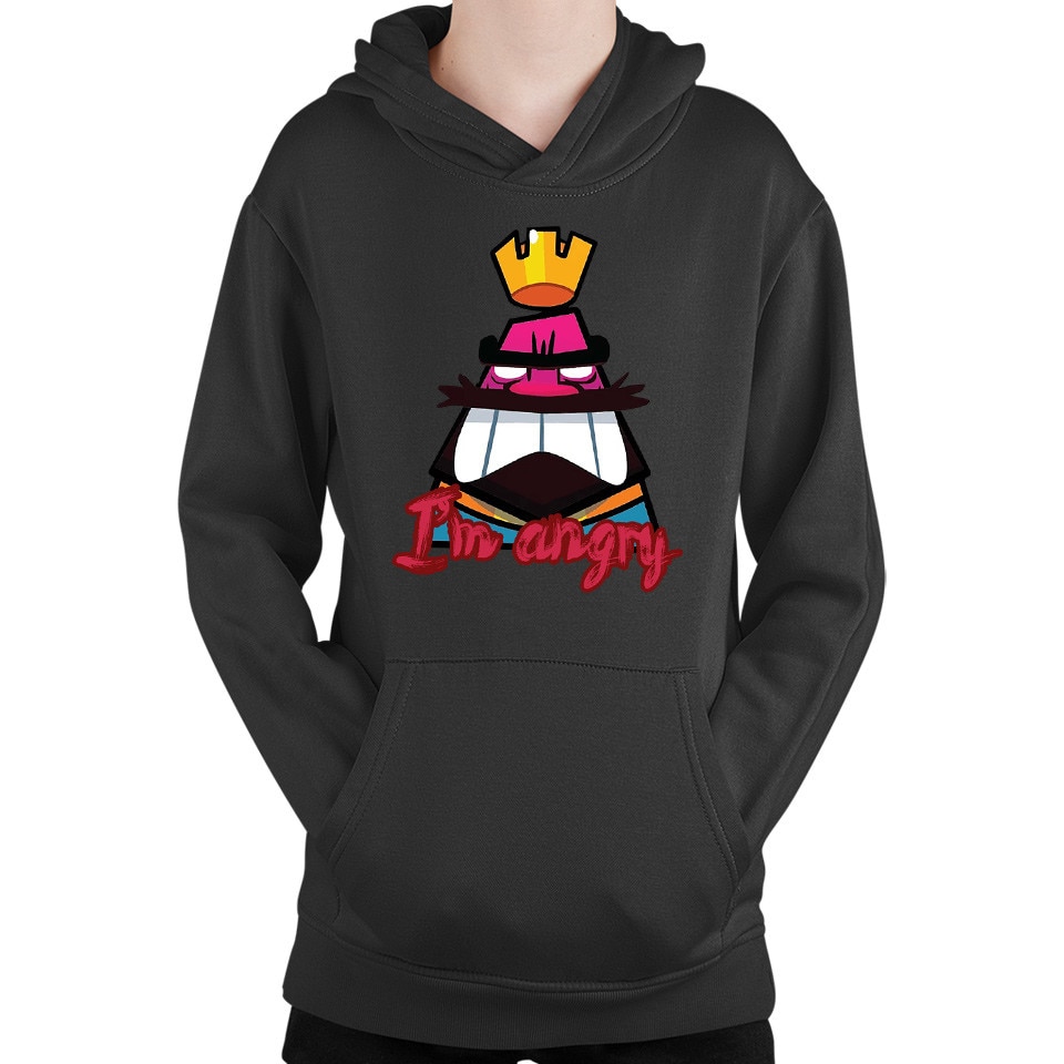 Детски суичър Clash Royale Angry King Multiplayer Copy Strategy, Черен ...