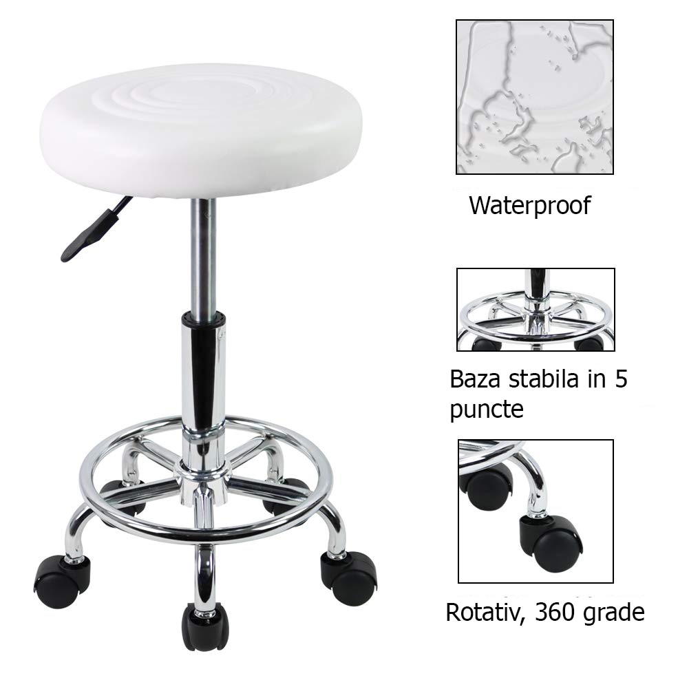 Scaun taburet salon cu roti si inaltime reglabila intre 42- 54 cm ...