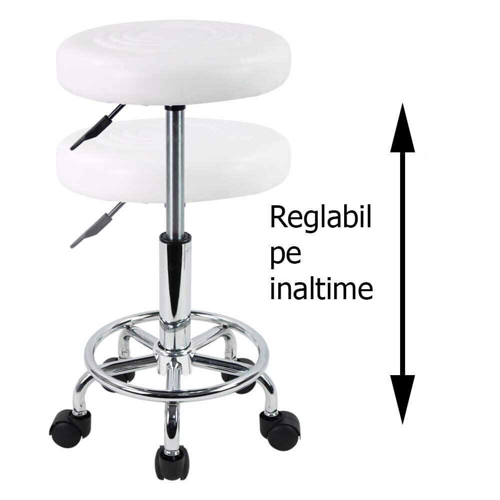 Scaun taburet salon cu roti si inaltime reglabila intre 42- 54 cm ...