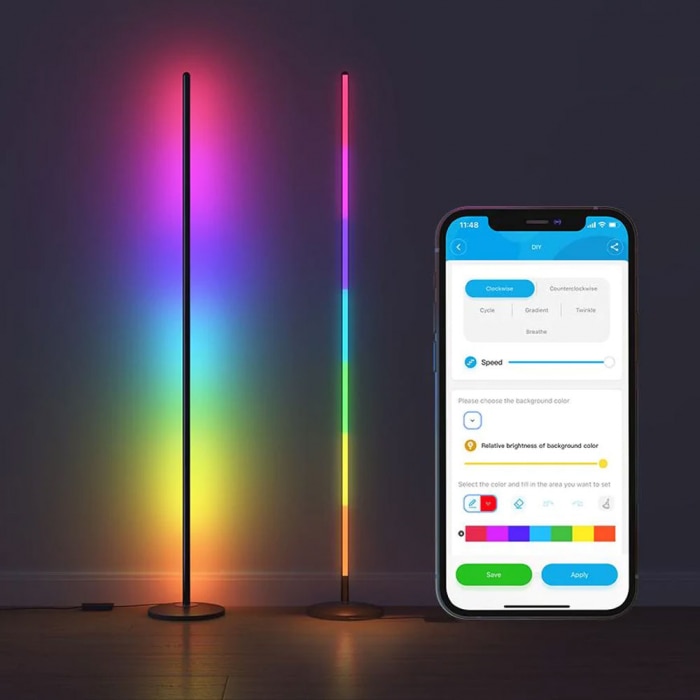 Lampadar LED RGBICWW inteligent Govee H6076 RGBICW, Wi-Fi, sincronizare ...