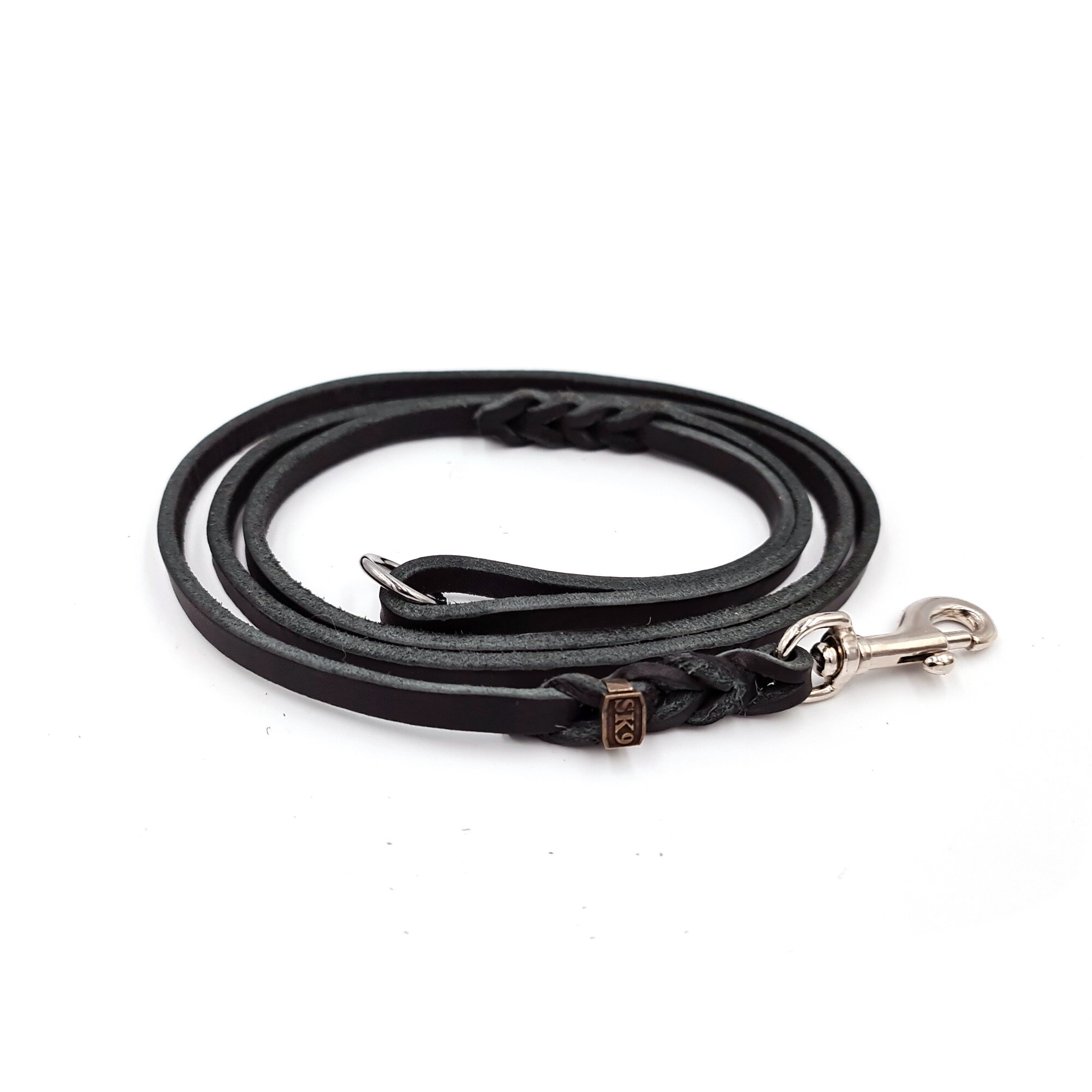 Lesa caine mic, 8mm latime, 135cm lungime, piele naturala Neagra ...