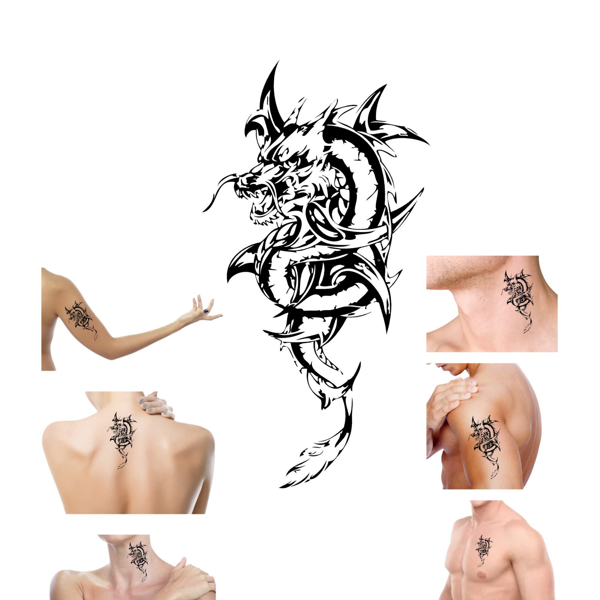 Tatuaj Temporar Destiny Dragon, 10x6cm pentru aplicare pe Corp ...