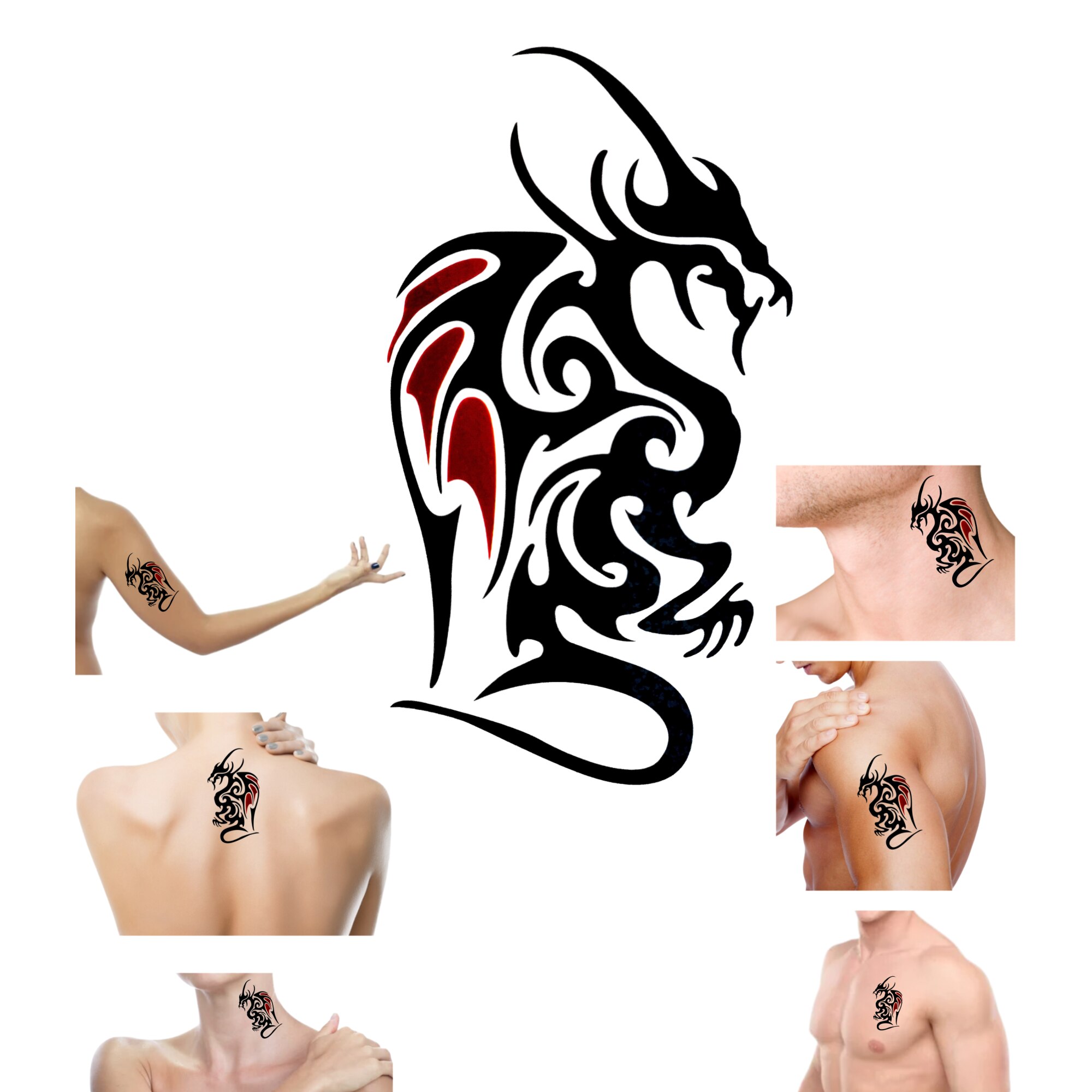 Tatuaj Temporar Mystic Dragon, 10x6cm pentru aplicare pe Corp, Ceramica ...