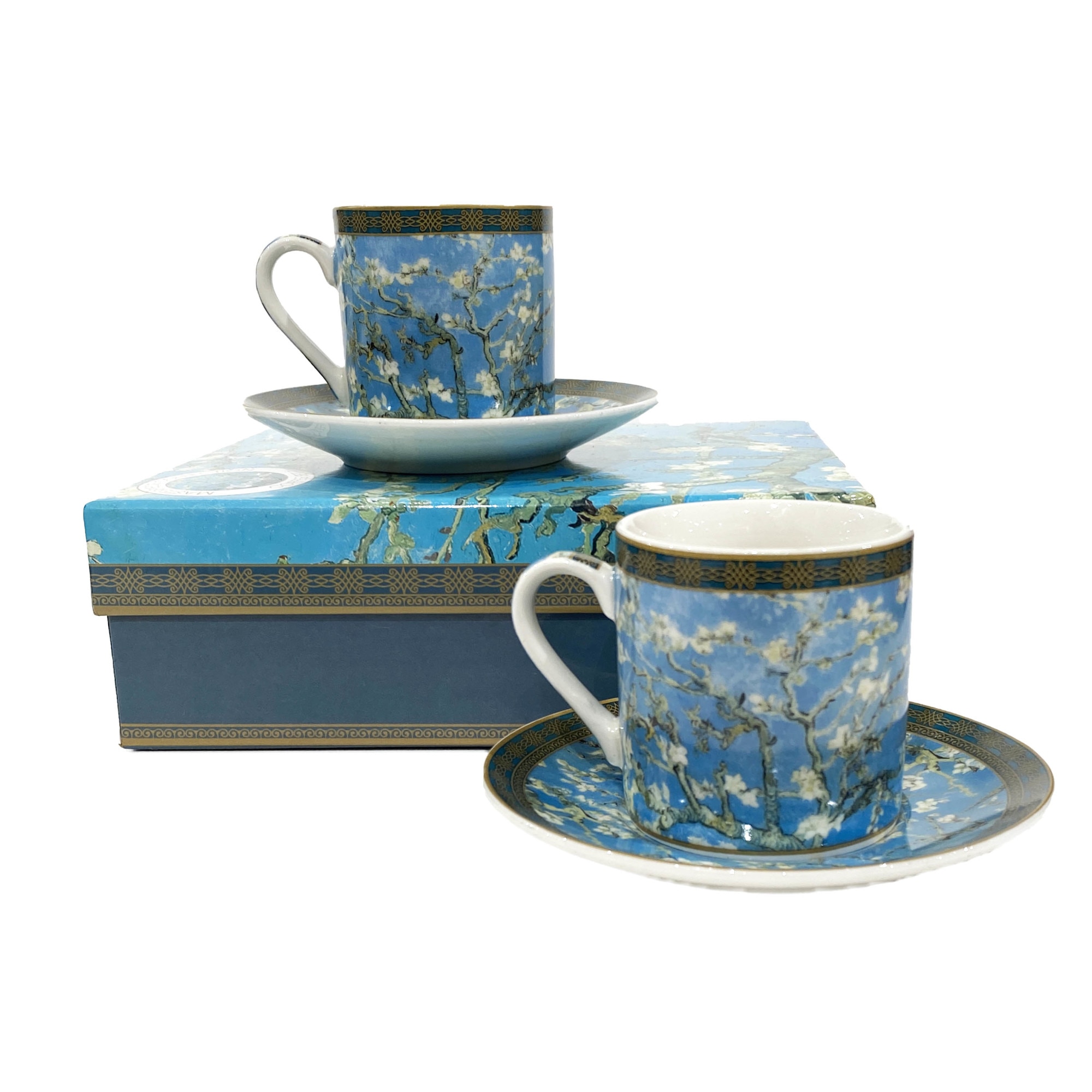 Set 2 cani din portelan, model expresso, Vincent van Gogh, 50 ml - eMAG.ro