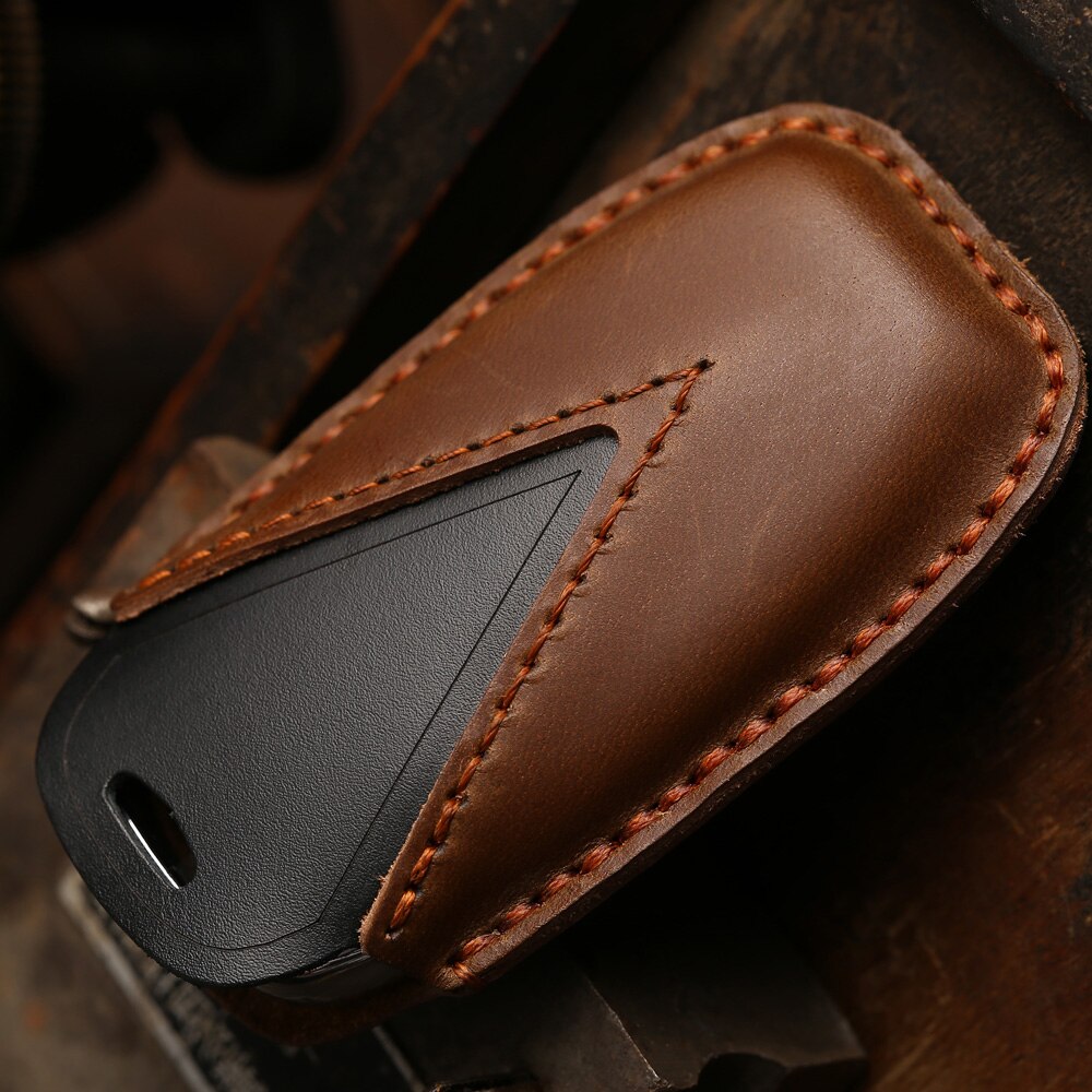 Husa cheie 3 butoane Audi A4 B8 A6 C7, din piele naturala, maro - eMAG.ro