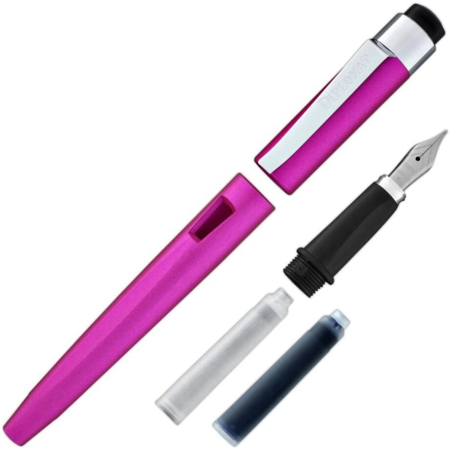Stilou DIPLOMAT Magnum, cu penita F, din otel inoxidabil - hot pink ...
