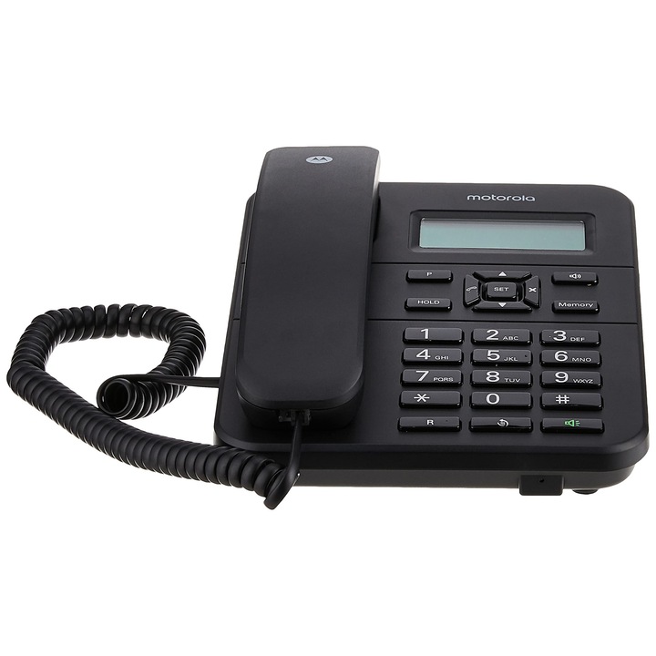 Настолен фиксиран телефон MOTOROLA CT202, ЧЕРЕН, за дома / хотела ...
