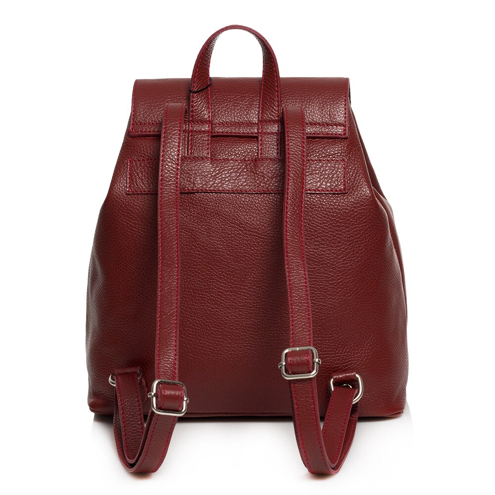 Rucsac din piele naturala, model DiAmanti Como Rosso Scuro - eMAG.ro