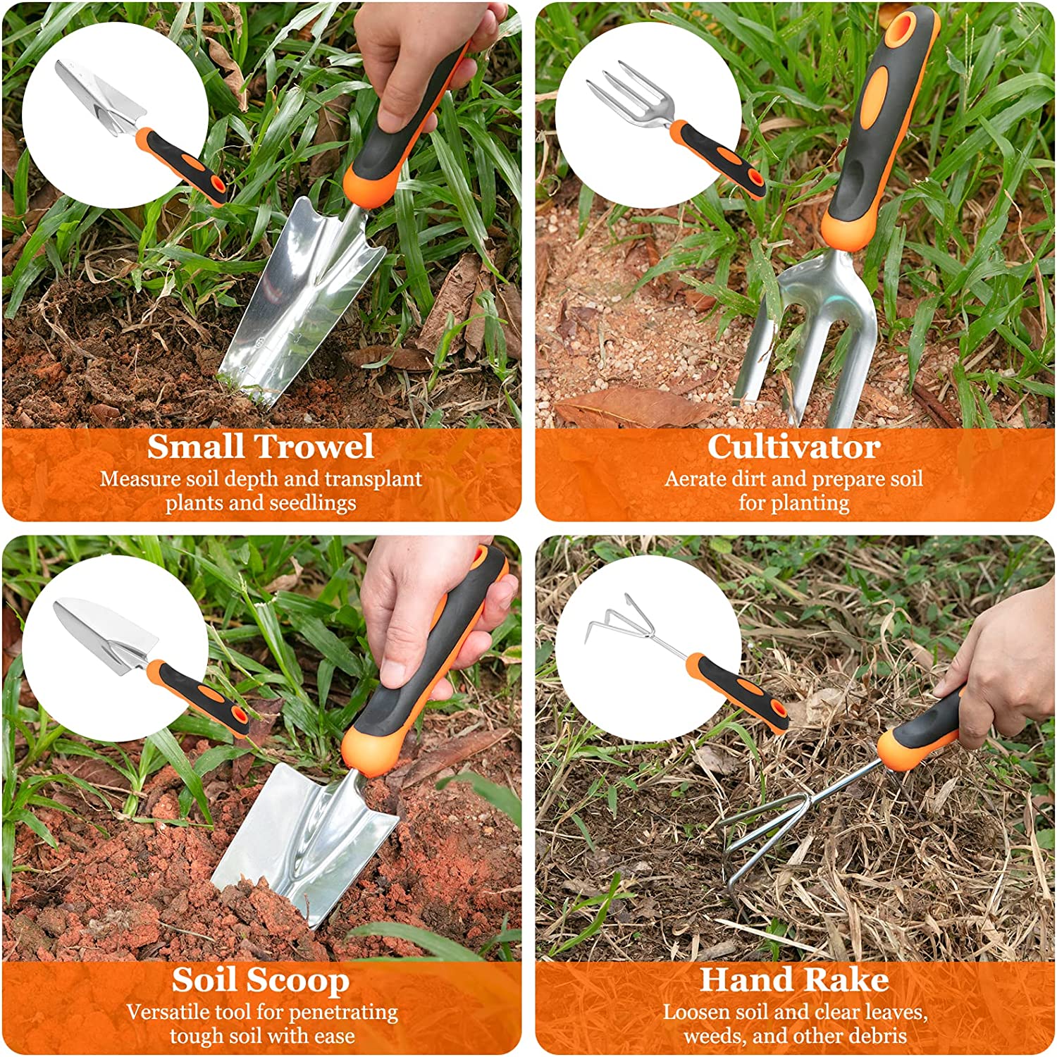 Set Unelte de Gradinarit, 7 piese, lopata mare, lopata mica, cultivator ...