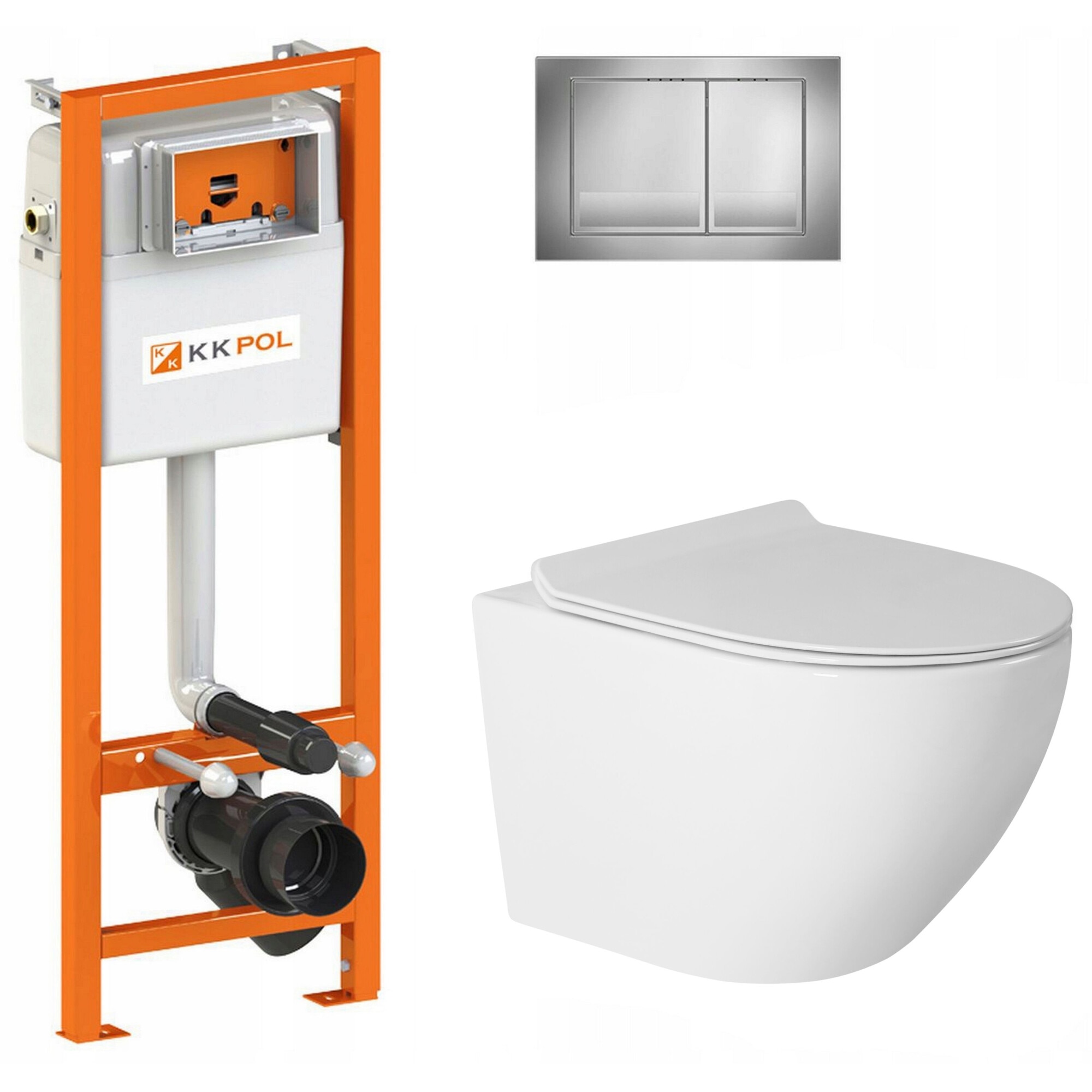 Set cadru ascuns Super Slim si vas de WC cu capac Soft-close Granitan ...