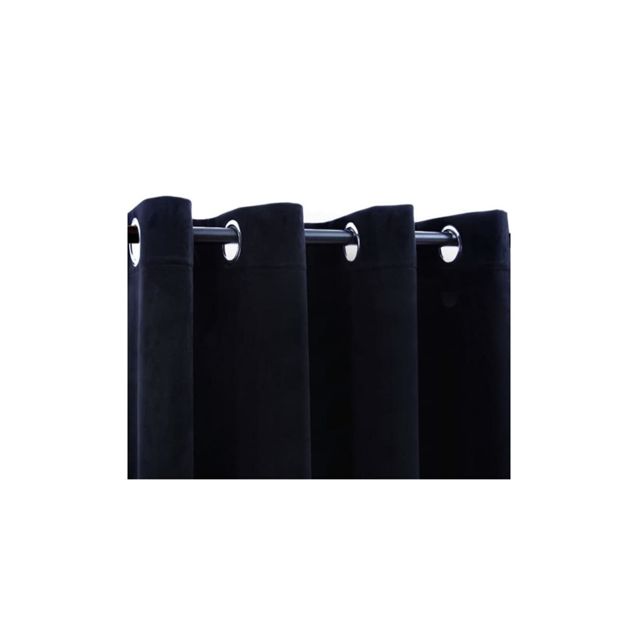 Set de 2 draperii opace cu inele, Catifea, 140 x 250 cm, Negru - eMAG.ro