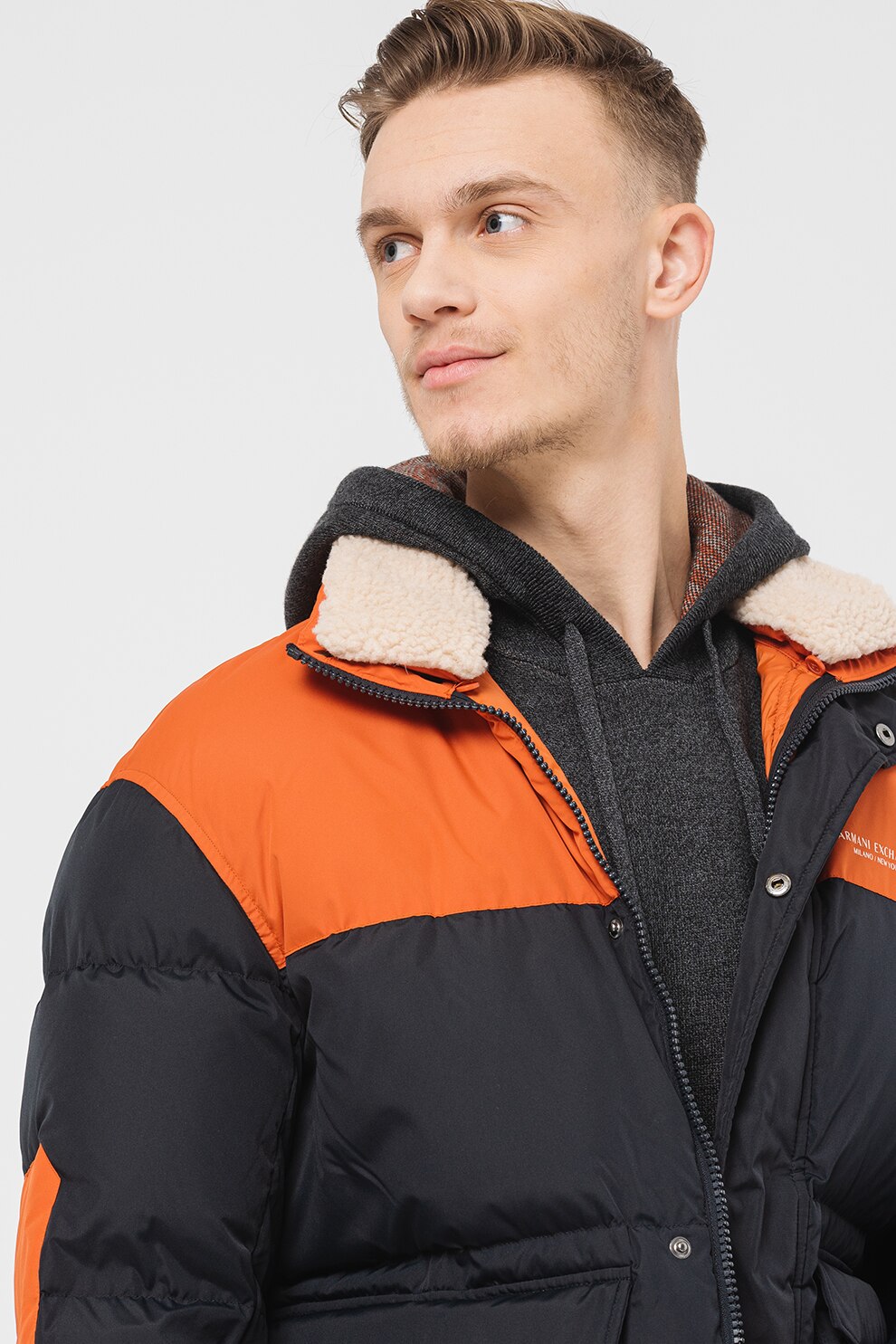 ARMANI EXCHANGE, Geaca matlasata cu umplutura de puf, Portocaliu persan ...