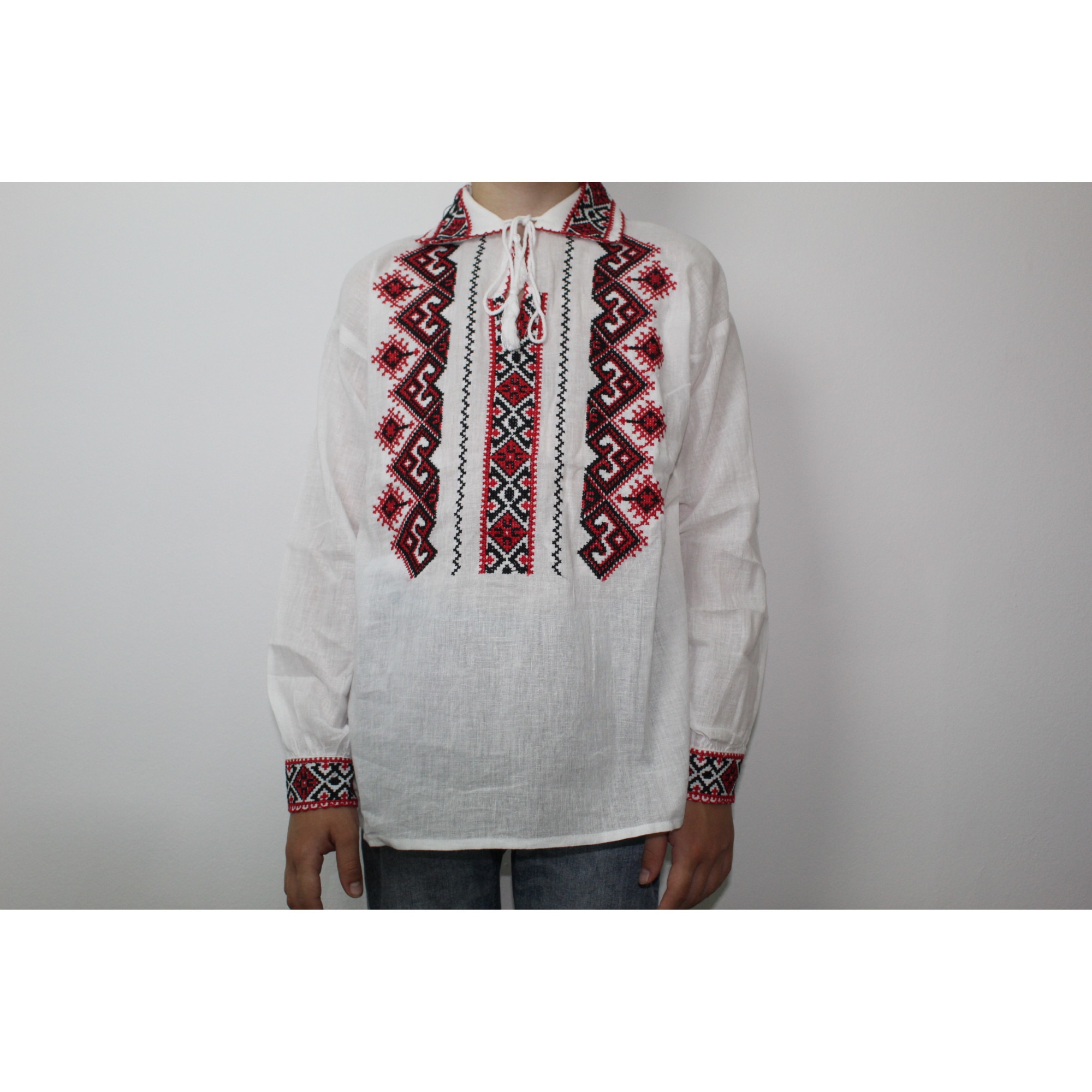 Camasa traditionala baietel, tip ie, cu guler camasa FLV20, culoarea ...