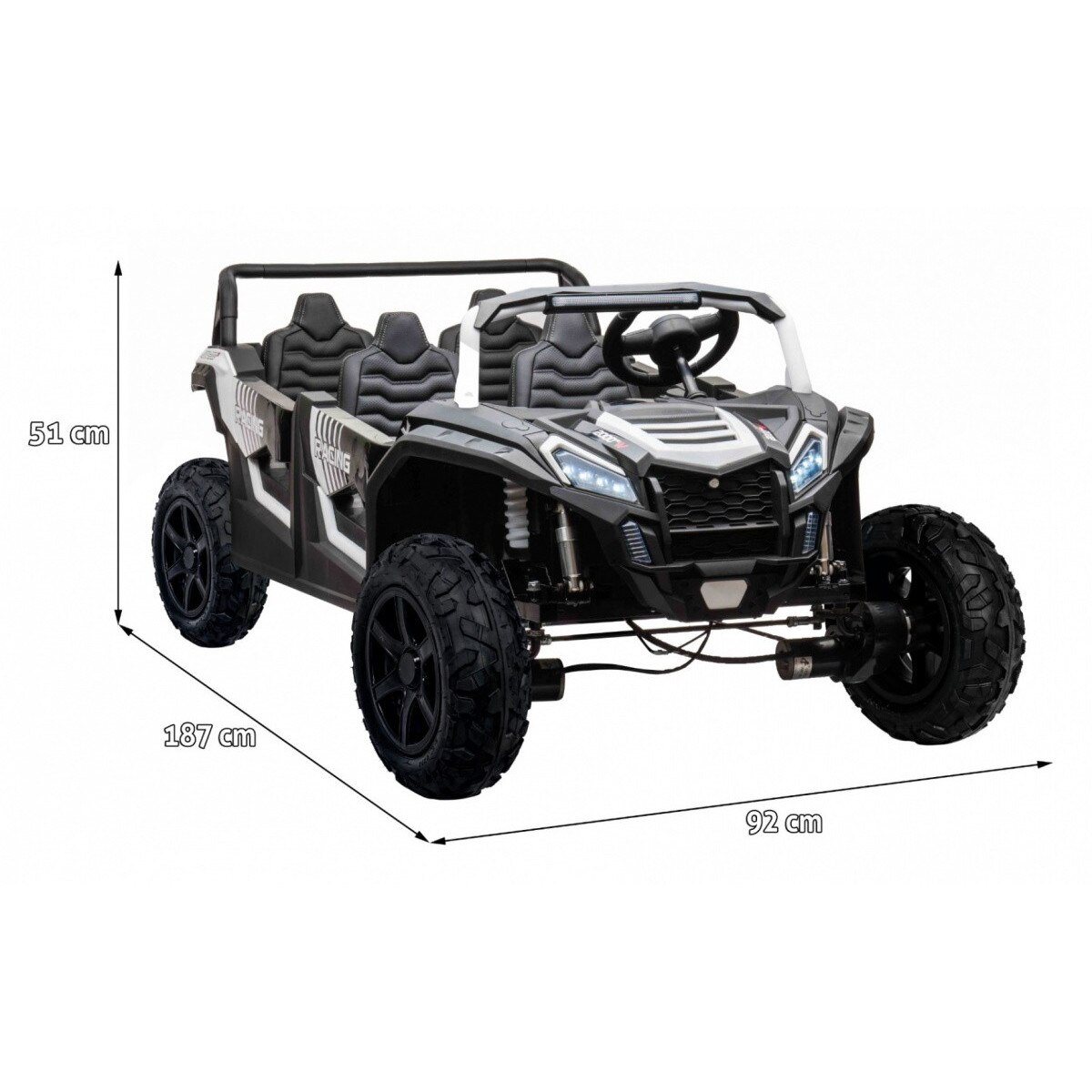 ATV buggy electric, 4x4, 4 locuri, roti pneumatice, Bluetooth, negru ...