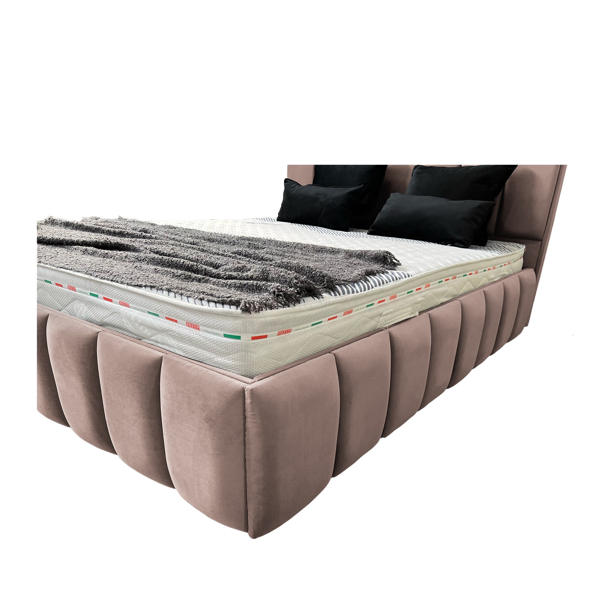 Pat tapitat cu somiera Tropical roz deschis 16, 140x200 cm, H130cm ...