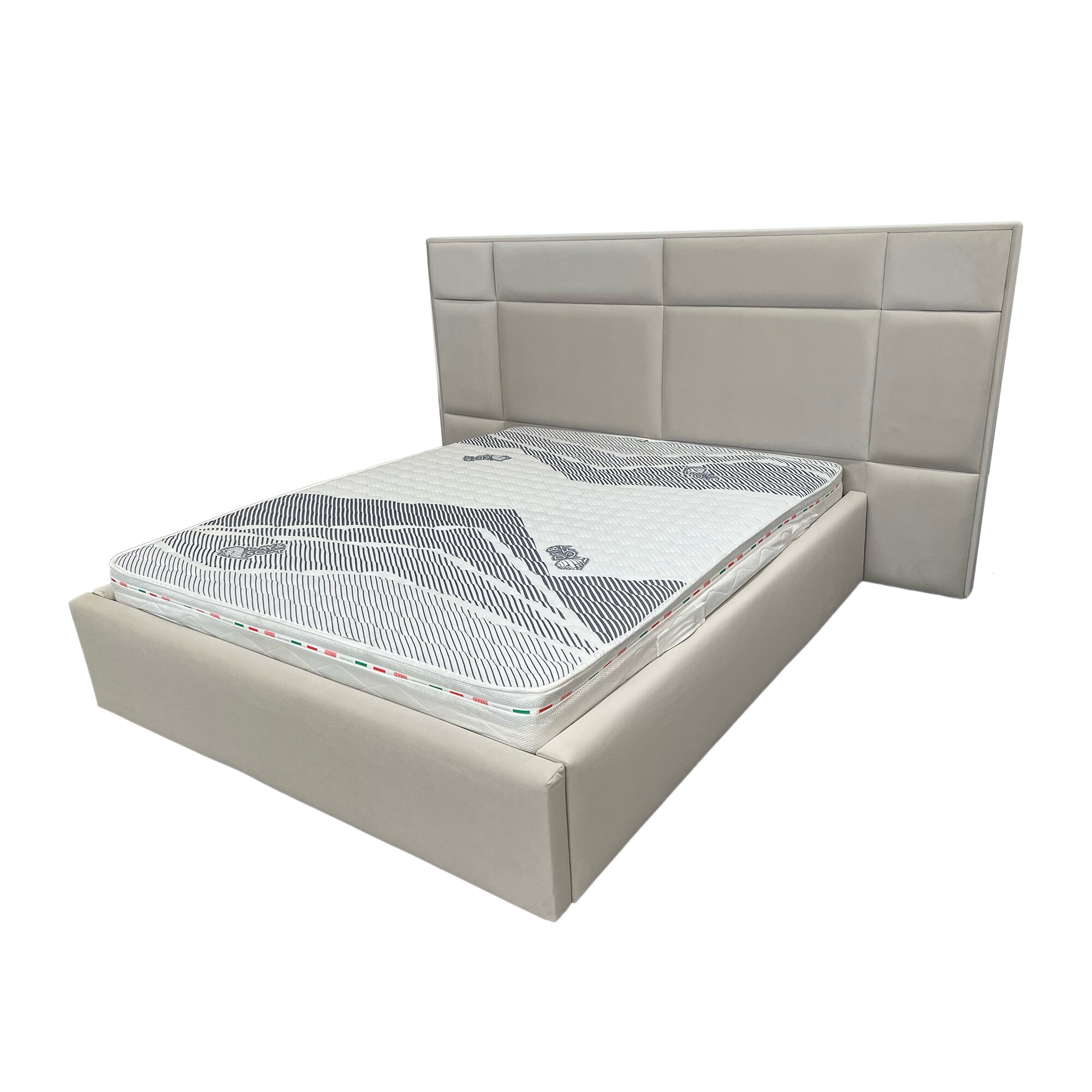 Pat tapitat cu somiera Verona crem 01, 180x200 cm, H130cm - eMAG.ro