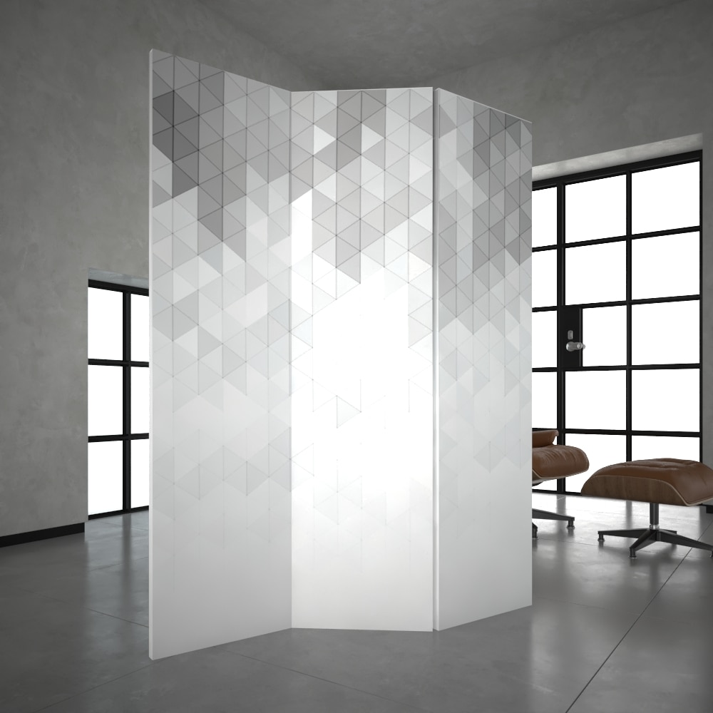 Paravan, Colors of Life, Lemn/Textil, 135 x 172 cm, 3 piese, Alb/Gri ...