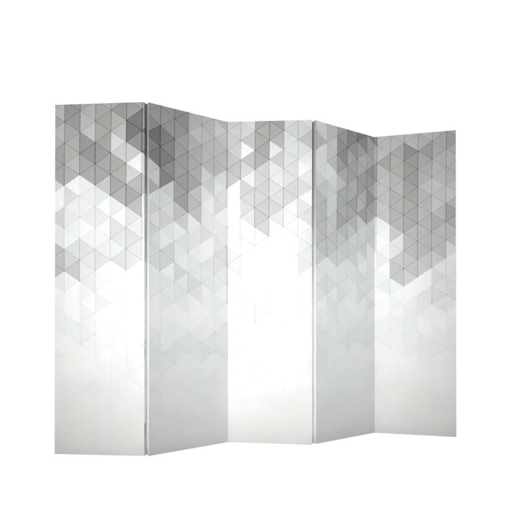 Paravan, Colors of Life, Lemn/Textil, 225 x 172 cm, 5 piese, Alb/Gri ...