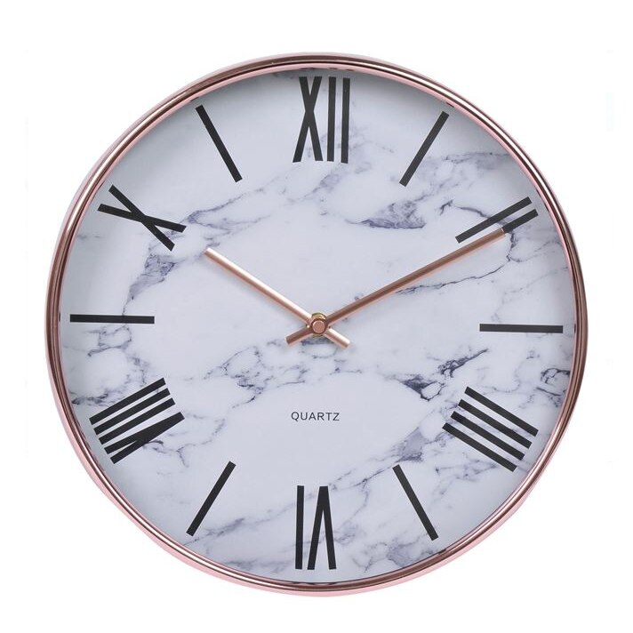 Ceas de perete, Kopenpal, Alb/Roz, Sticla/Plastic, 30x4 cm - eMAG.ro