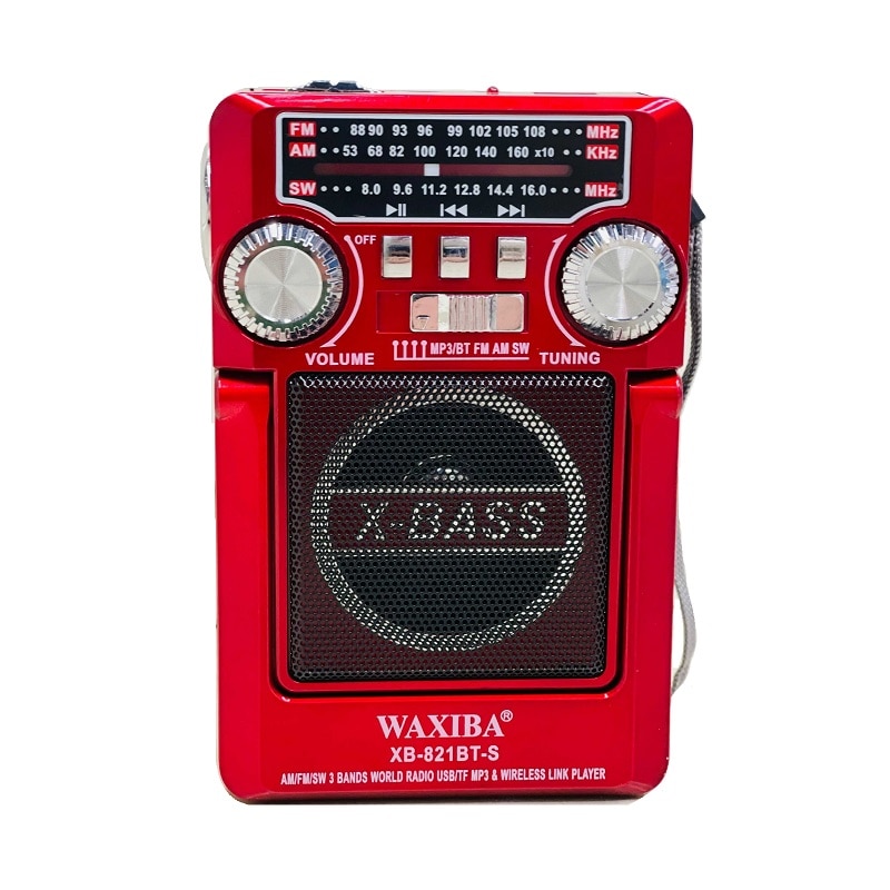 Radio portabil retro, Waxiba, FM/AM, Bluetooth, Rosu - eMAG.ro