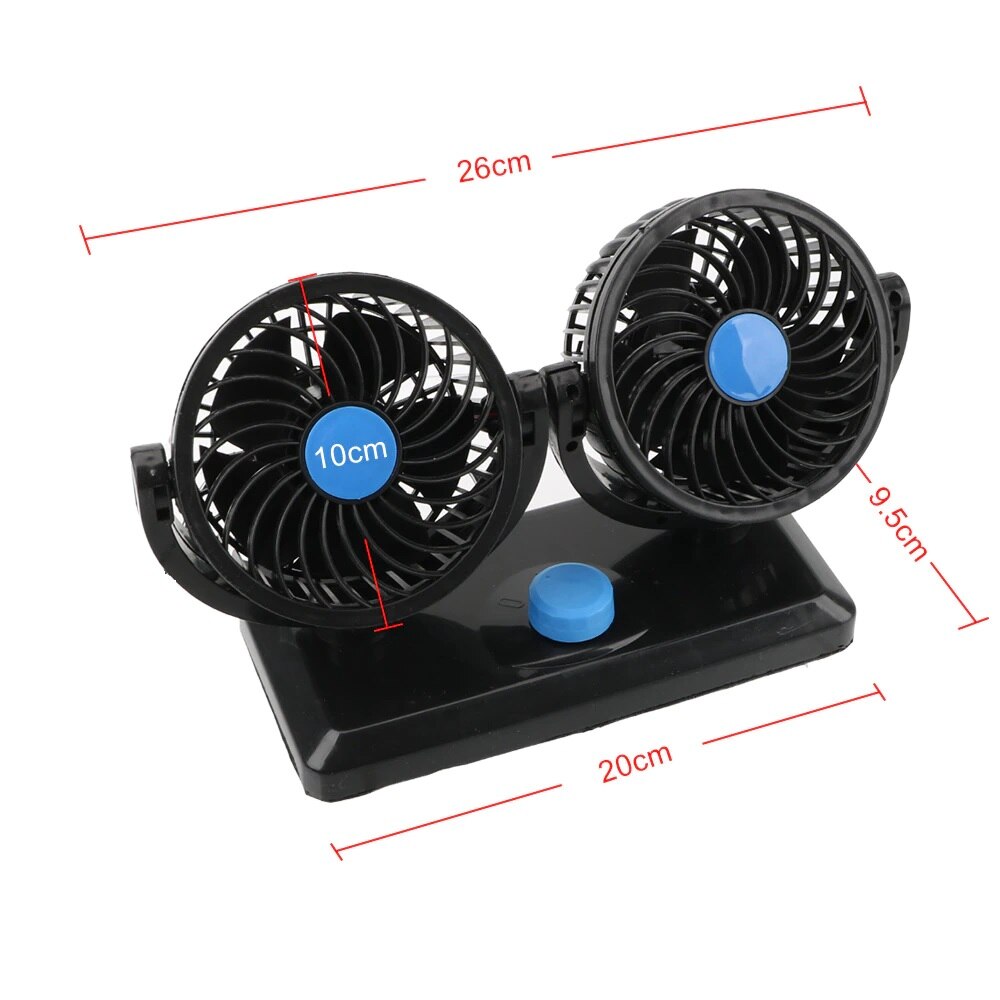Ventilator dublu de birou/masina, alimentare USB, 2 trepte de viteza ...