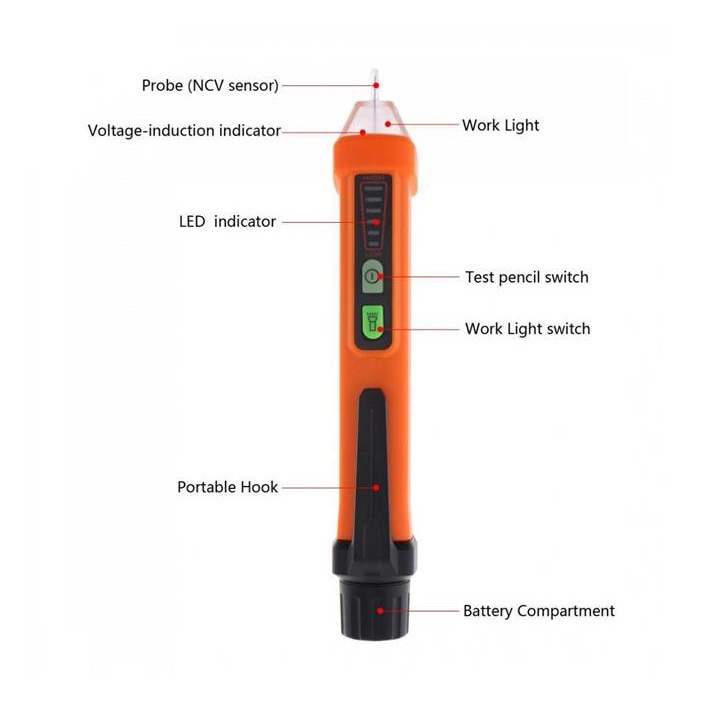 Тестер на напрежение Peakmeter PM8908C, Безконтактен, 12 VAC, 1000 VAC - eMAG.bg