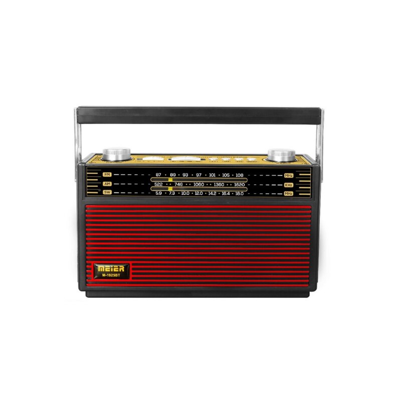 Radio portabil retro, AM/FM, Analog, Bluetooth, USB, Negru/Rosu - eMAG.ro