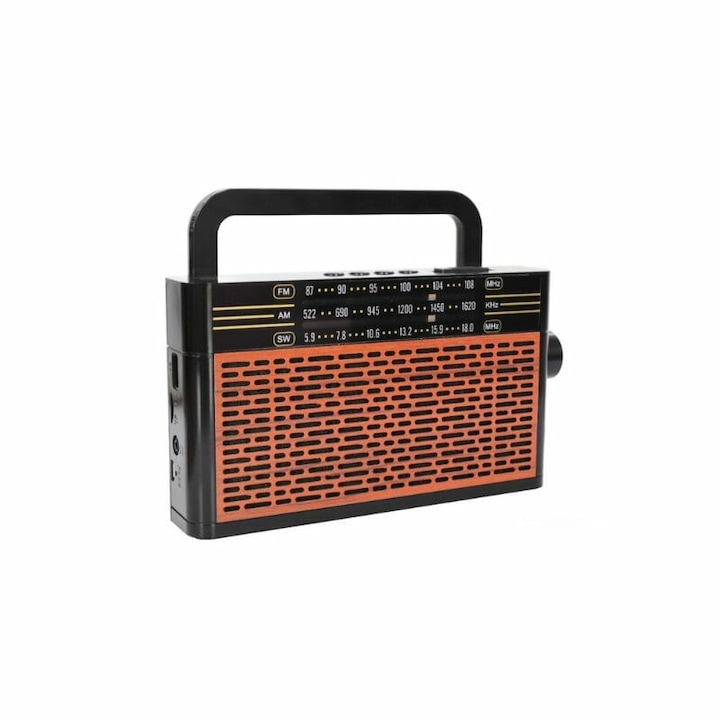 Radio portabil retro, Waxiba, Bluetooth, AM/FM, Negru/Maro - eMAG.ro