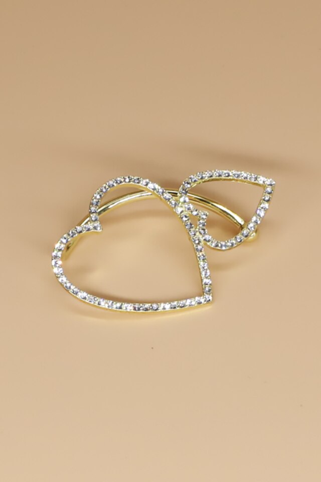 Cercel decorativ pentru ureche, Forma inima, Aliaj metalic, 4.6x3 cm ...