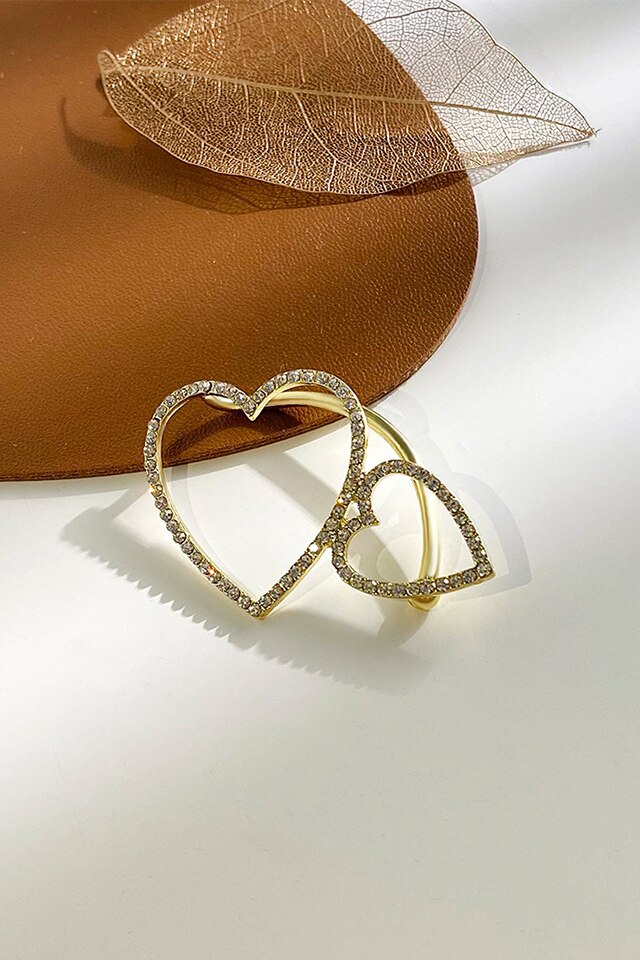 Cercel decorativ pentru ureche, Forma inima, Aliaj metalic, 4.6x3 cm ...