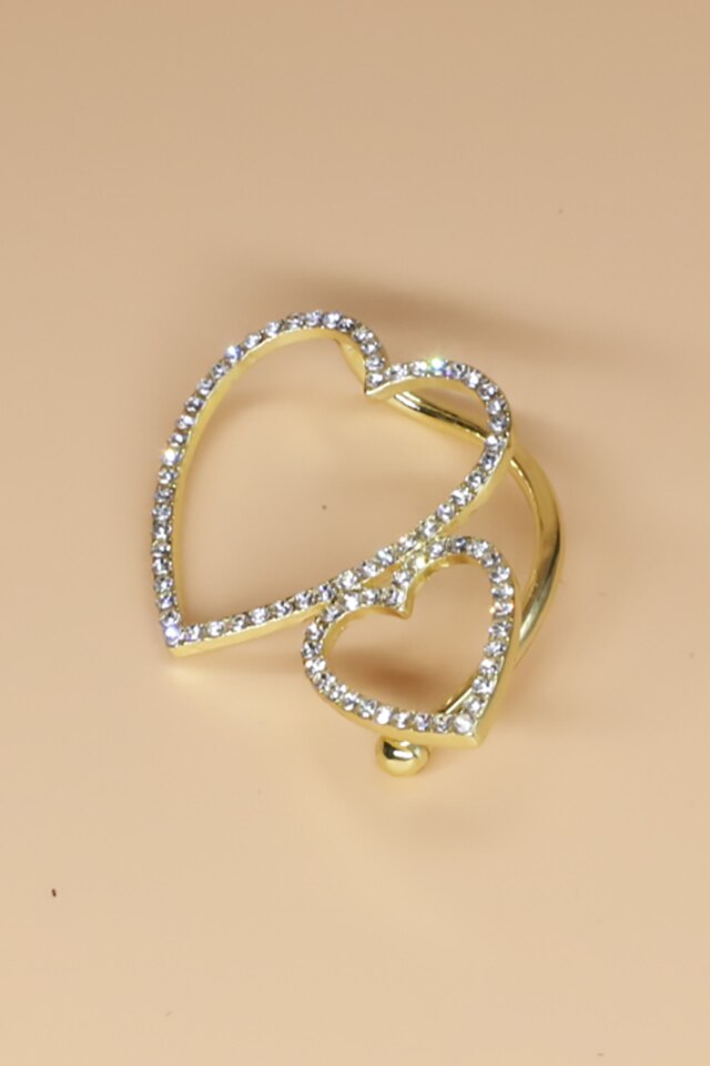 Cercel decorativ pentru ureche, Forma inima, Aliaj metalic, 4.6x3 cm ...