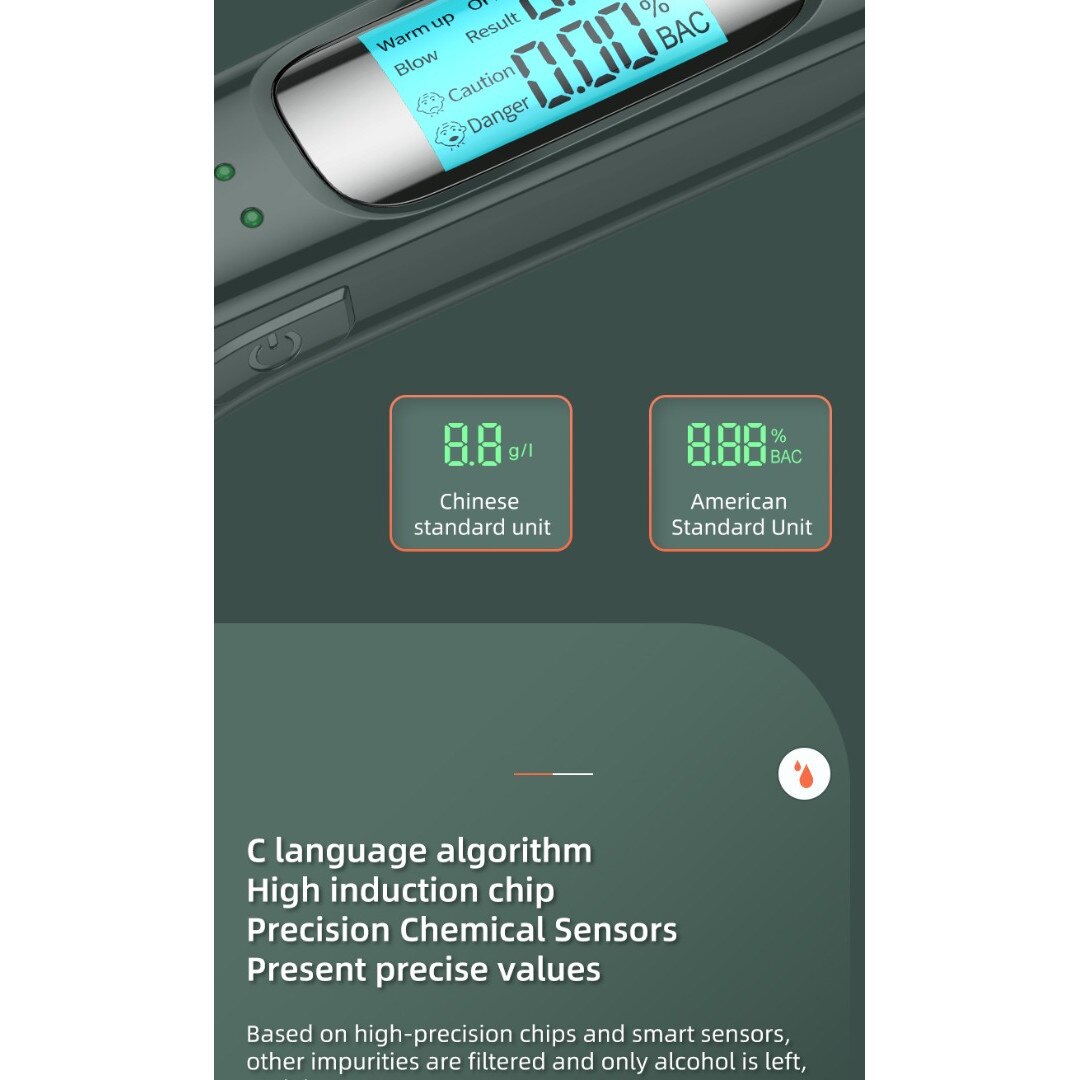 Mini Tester Alcoolemie, Fara Contact Direct, Incarcare prin Cablu Micro ...