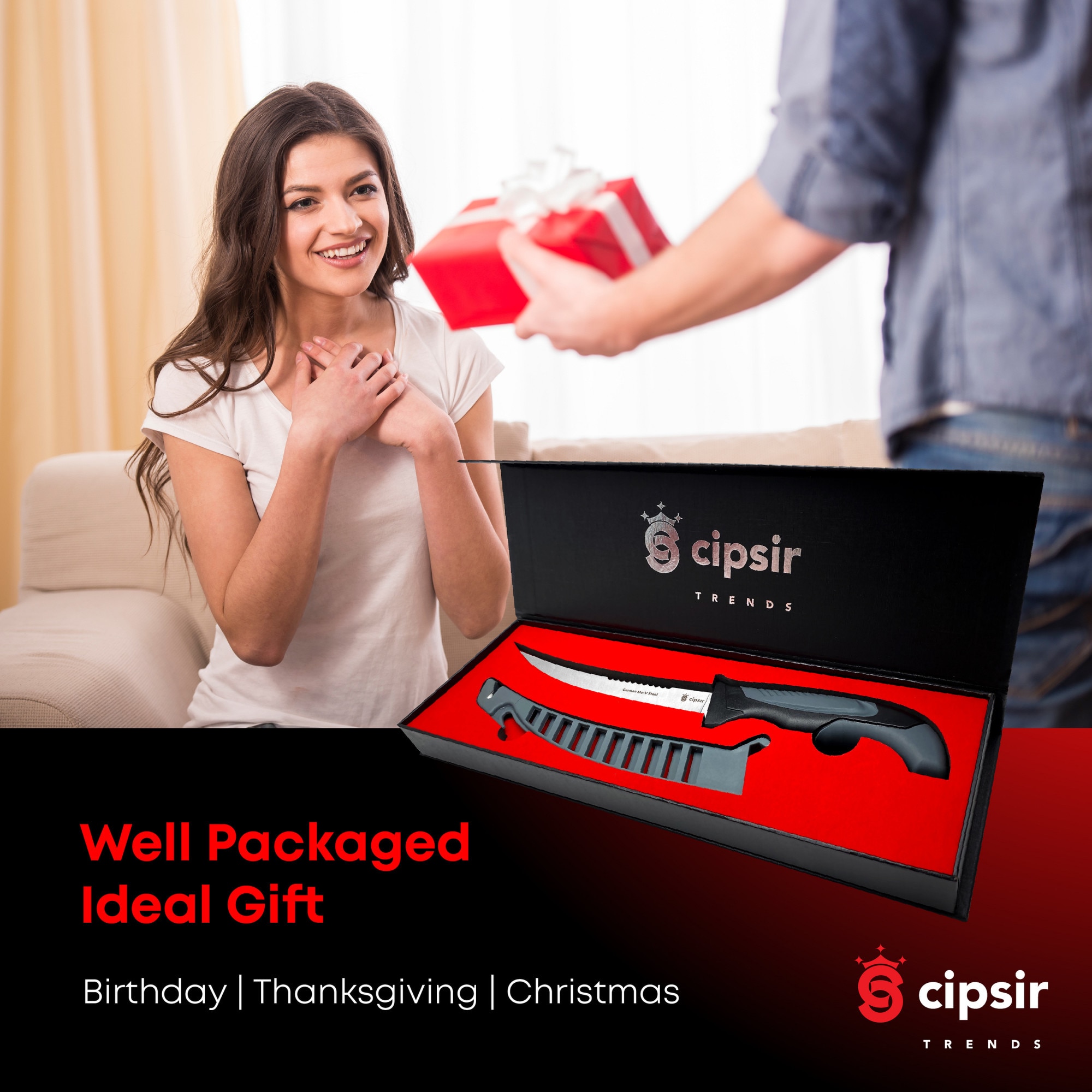 Cutit filetat carne si peste, lama 17 cm curbata din otel german ...