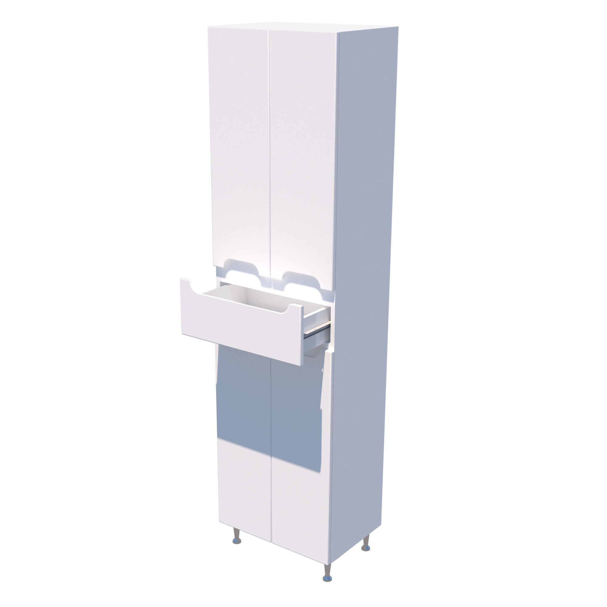 Soldat de baie din MDF vopsit lucios alb, cu 4 usi si un sertar cu ...