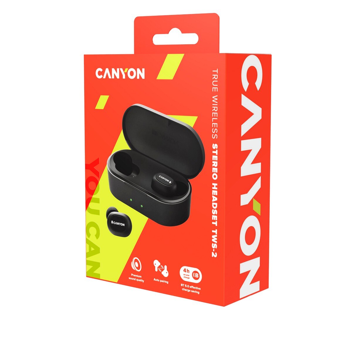 Casti stereo wireless, Canyon, TWS, Bluetooth 5.0, Negru - eMAG.ro