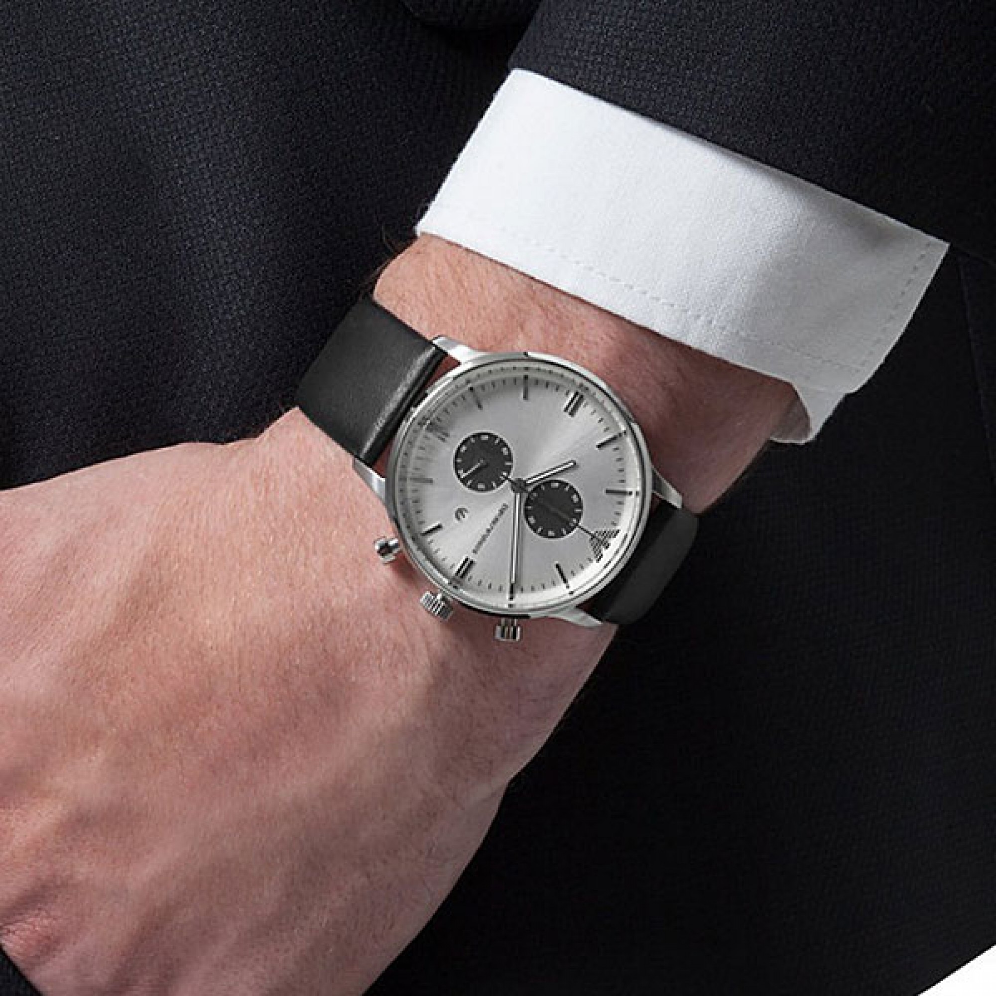 Часовник Emporio Armani AR0385, кожа/неръждаема стомана, черен/бял ...