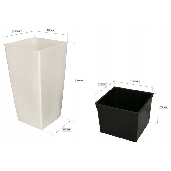 Ghiveci inalt Kotarbau, Urbi, Plastic, 267 mm, Alb - eMAG.ro