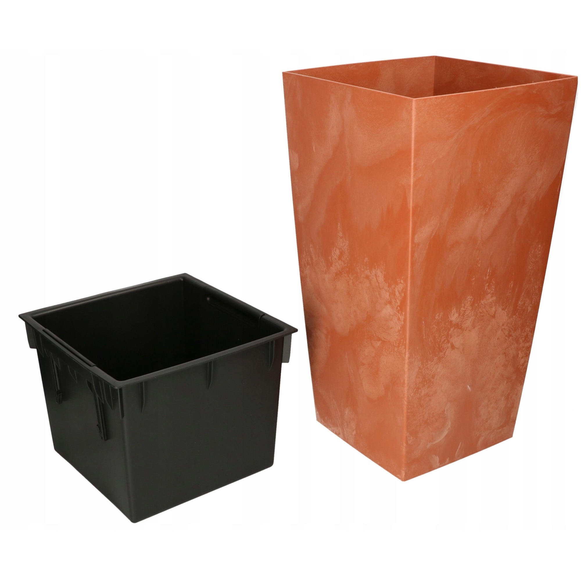 Ghiveci inalt Kotarbau, Plastic, Imitatie beton, 185 mm, Portocaliu ...