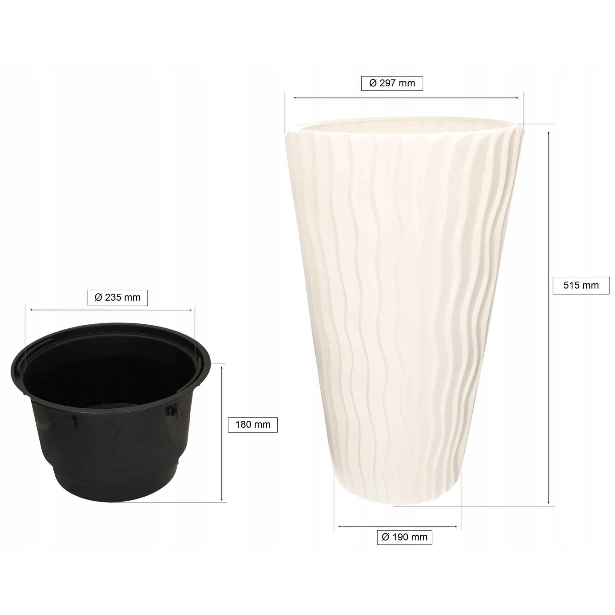 Ghiveci inalt Kotarbau, Plastic, 515 mm, Alb - eMAG.ro