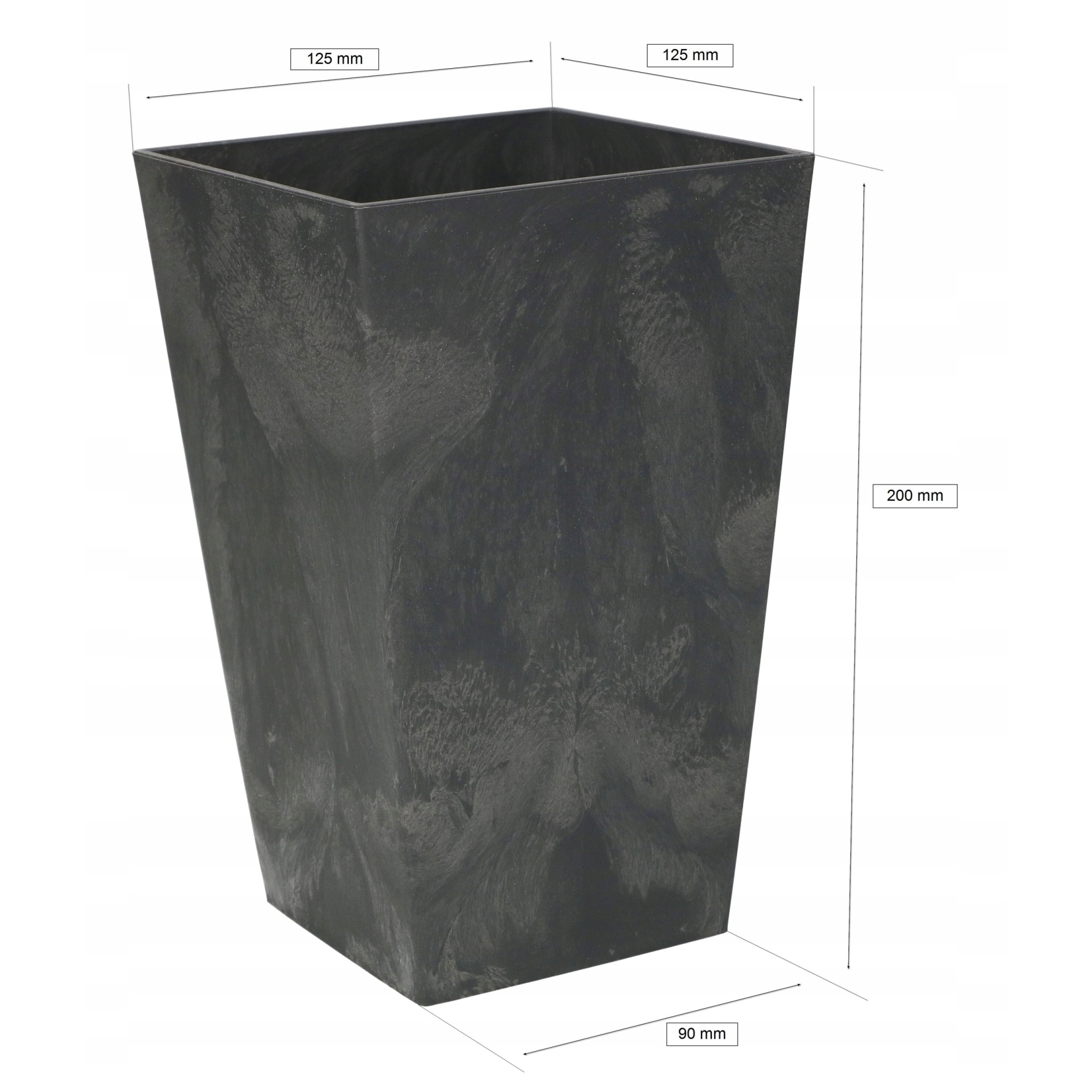 Ghiveci inalt Kotarbau, Plastic, Imitatie beton, 200 mm, Negru - eMAG.ro