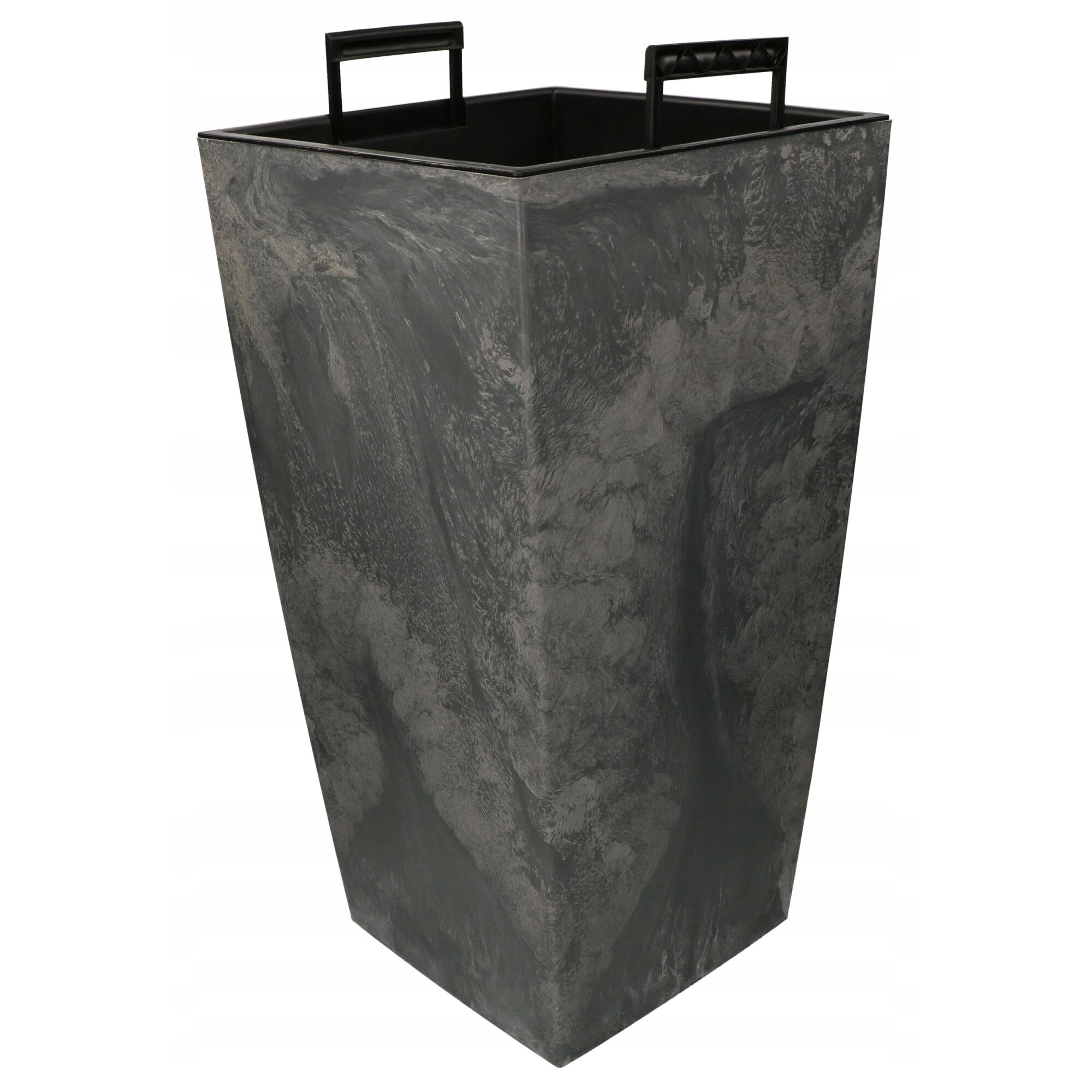 Ghiveci inalt Kotarbau, Plastic, Imitatie beton, 750 mm, Negru - eMAG.ro