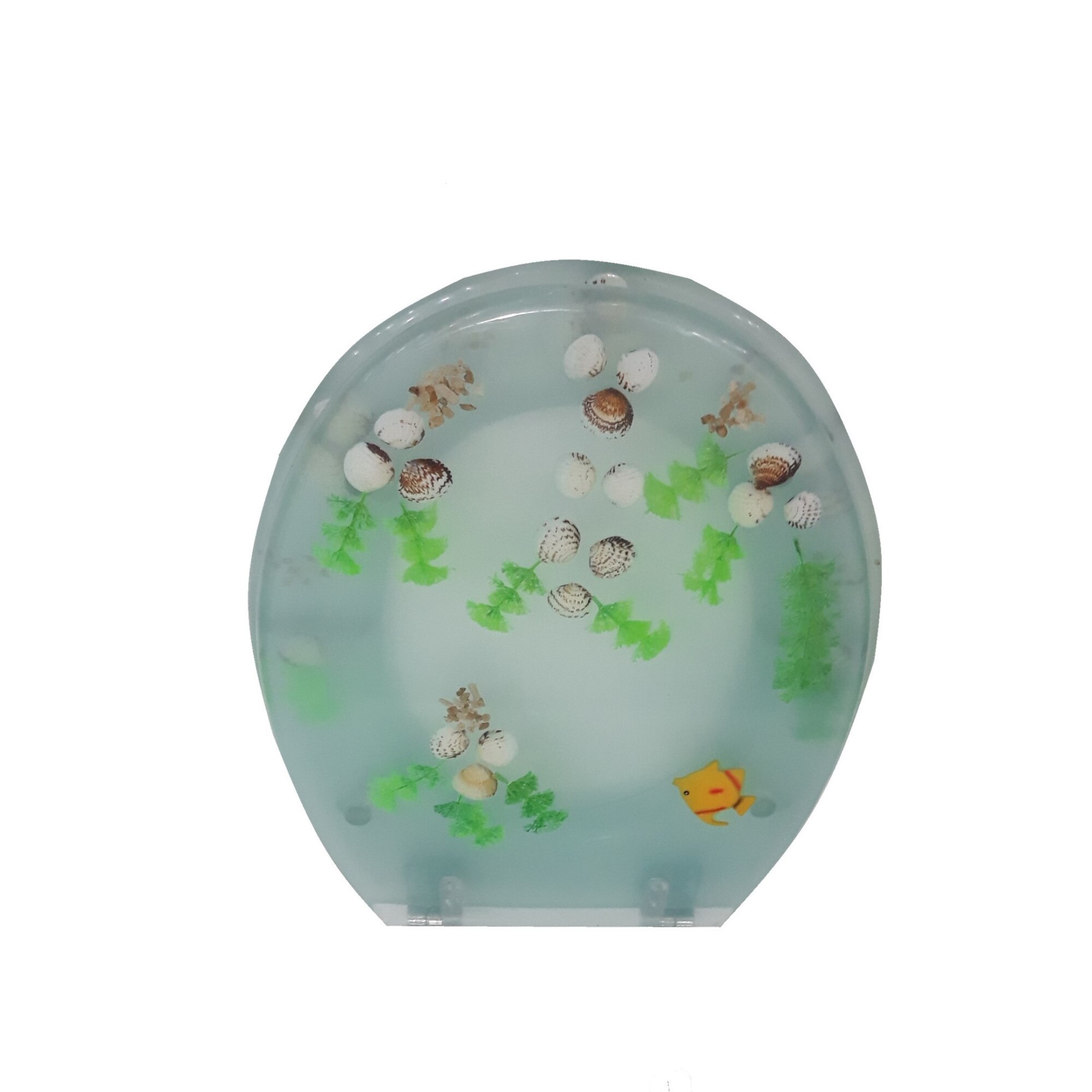 Capac WC, verde pastel, cu scoici, model universal, cu balamale ...