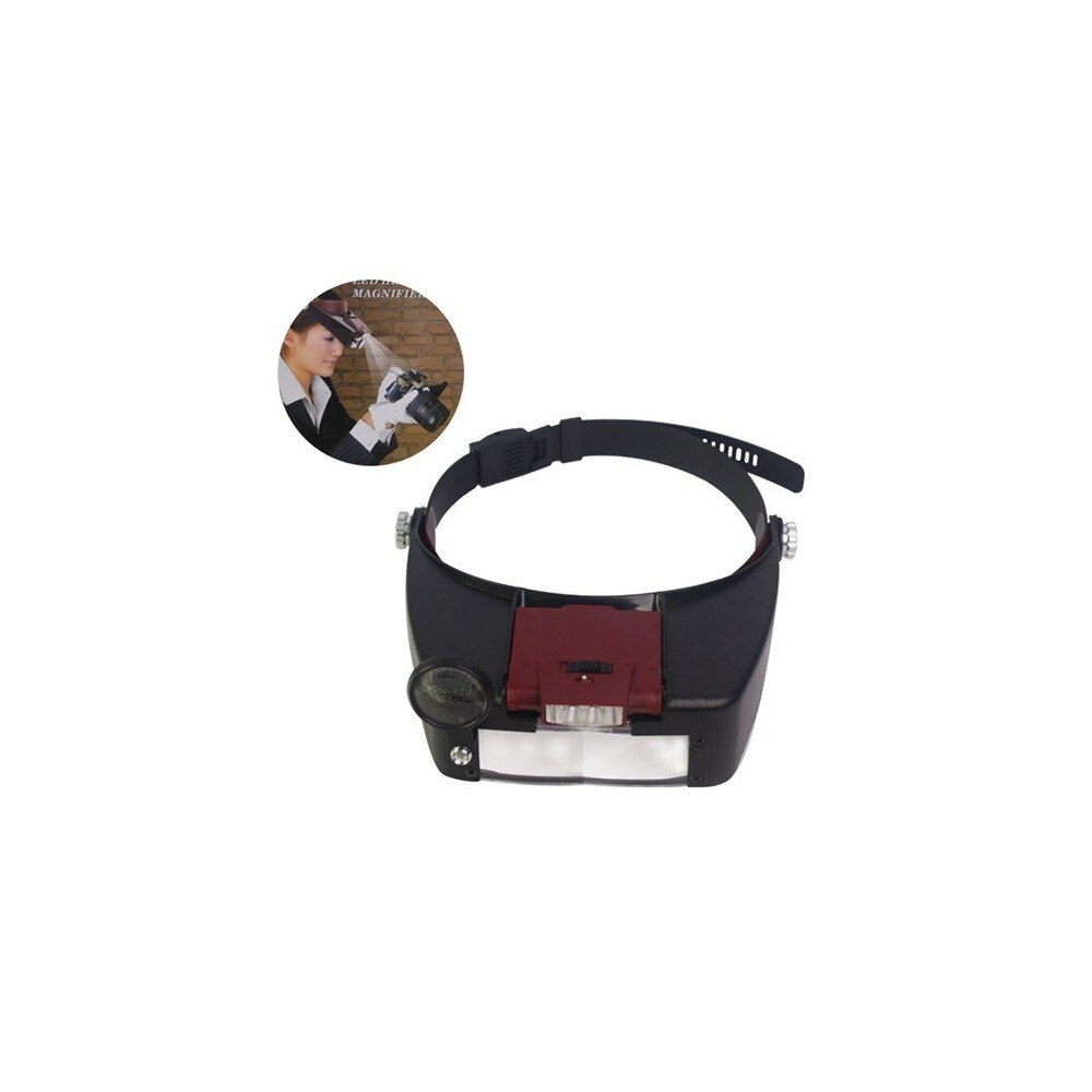 Lupa cu banda, pentru cap, 3 lentile 2 led-uri - eMAG.ro