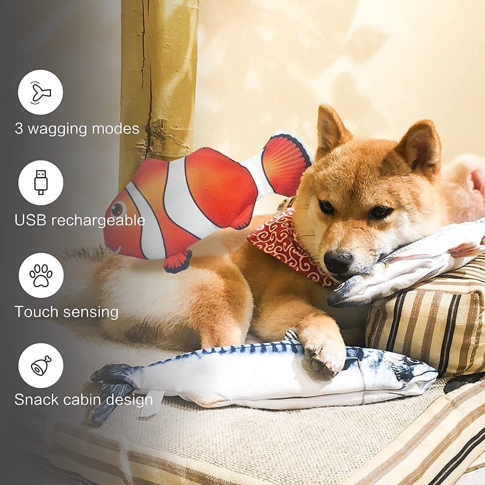 Jucarie pentru caini si pisici, MorFansi, cu catnip, Peste electric, 30 ...