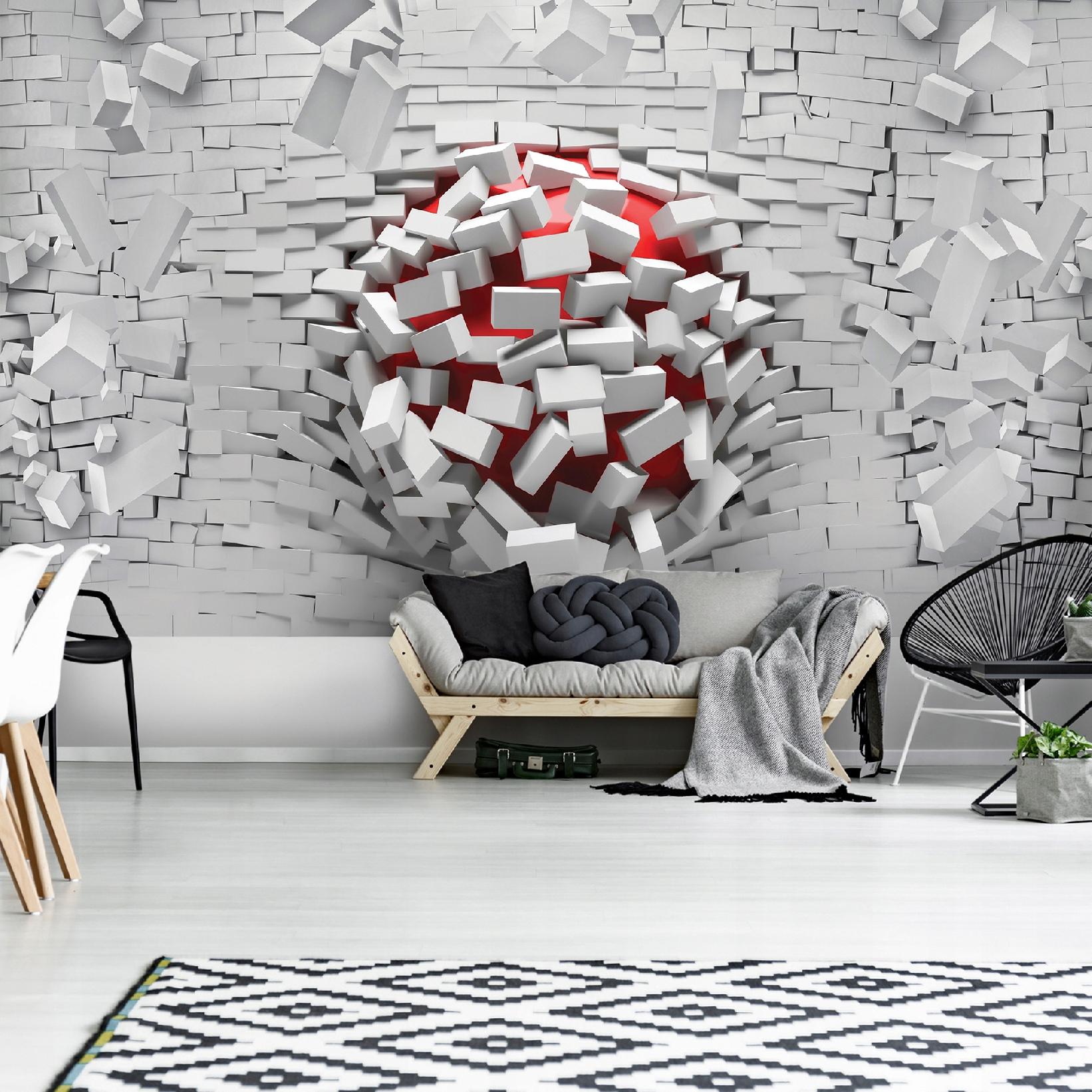 Fototapet 3D Glont Caramida Abstracte 312x219 cm, Modern Vlies Tapet ...