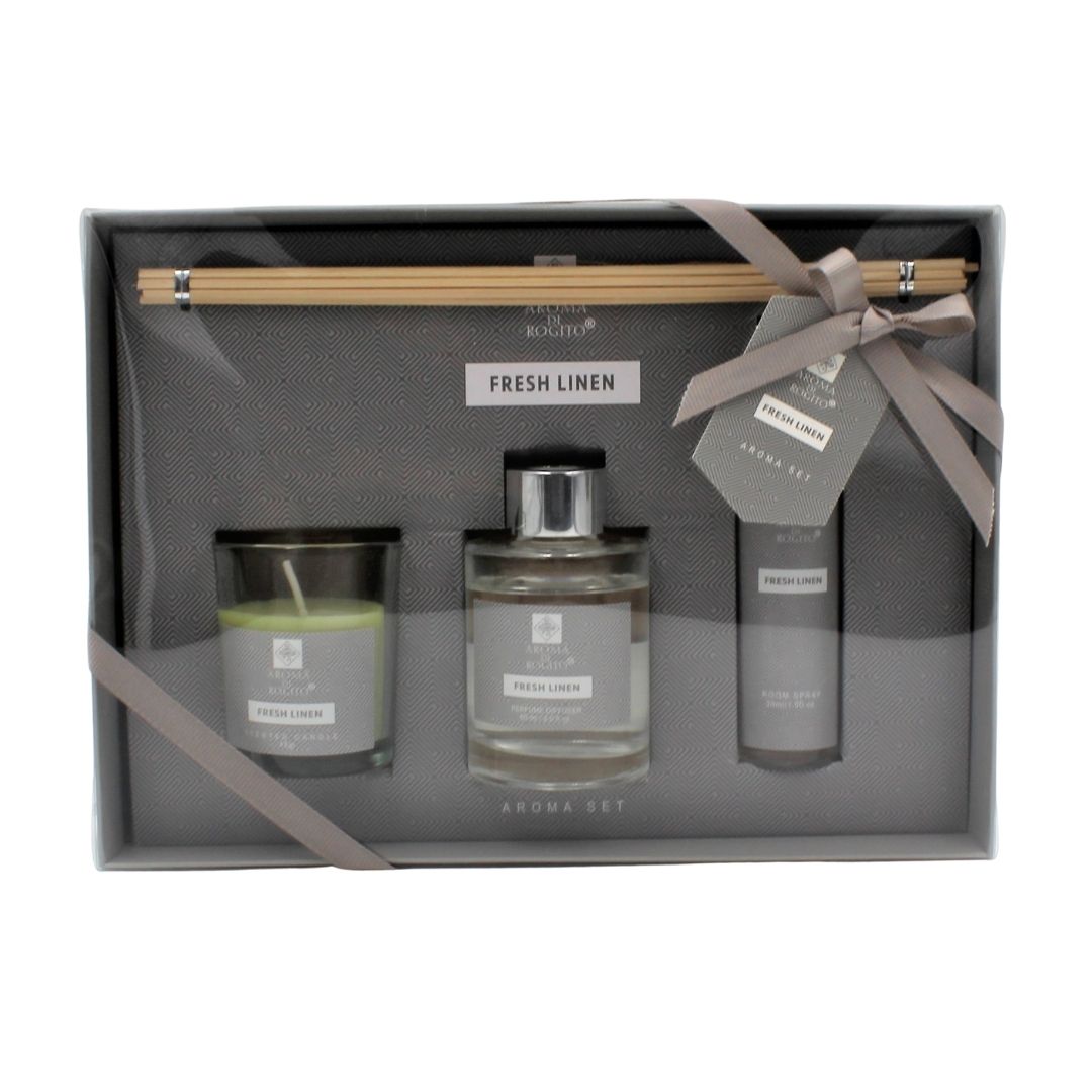 Set odorizant camera si lumanare fresh linen - eMAG.ro