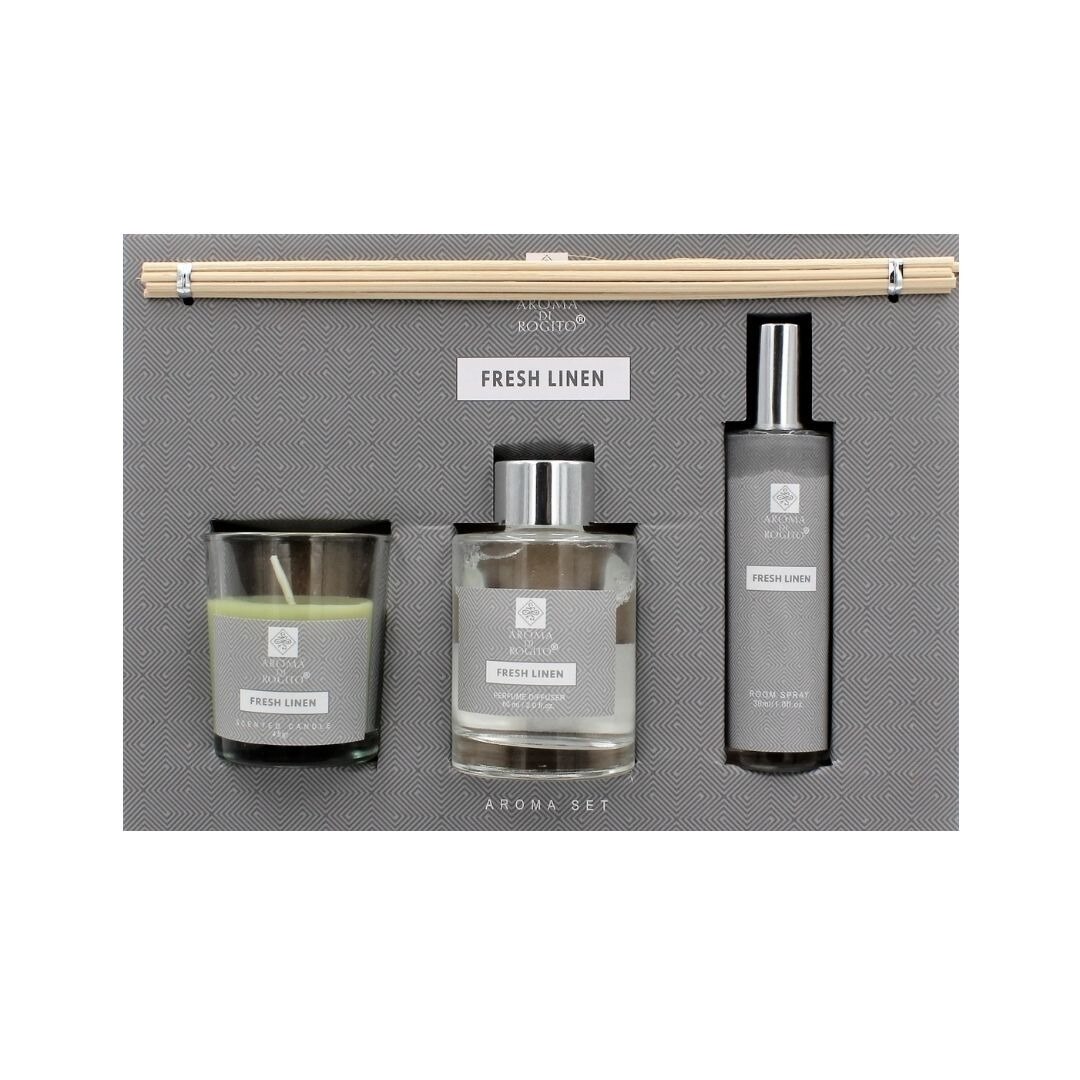 Set odorizant camera si lumanare fresh linen - eMAG.ro