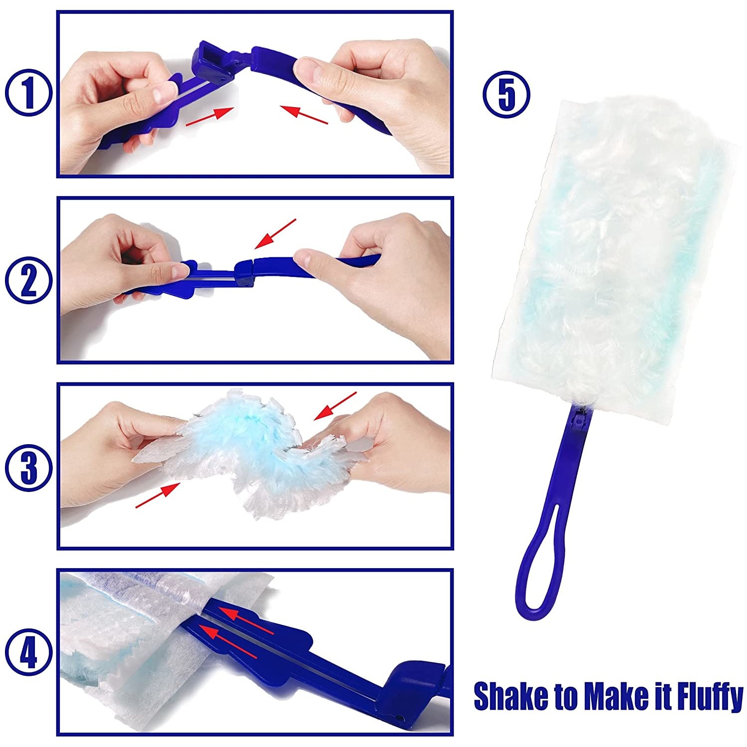 Set pamatuf pentru praf, 20 rezerve, Microfibra/Plastic, Albastru/Alb ...