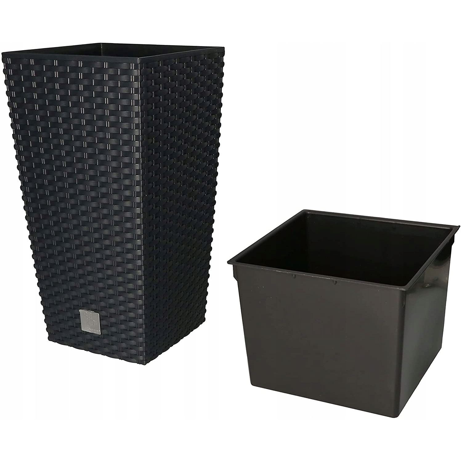 Ghiveci inalt Kotarbau, Plastic, Aspect ratan, 325 mm, Negru - eMAG.ro