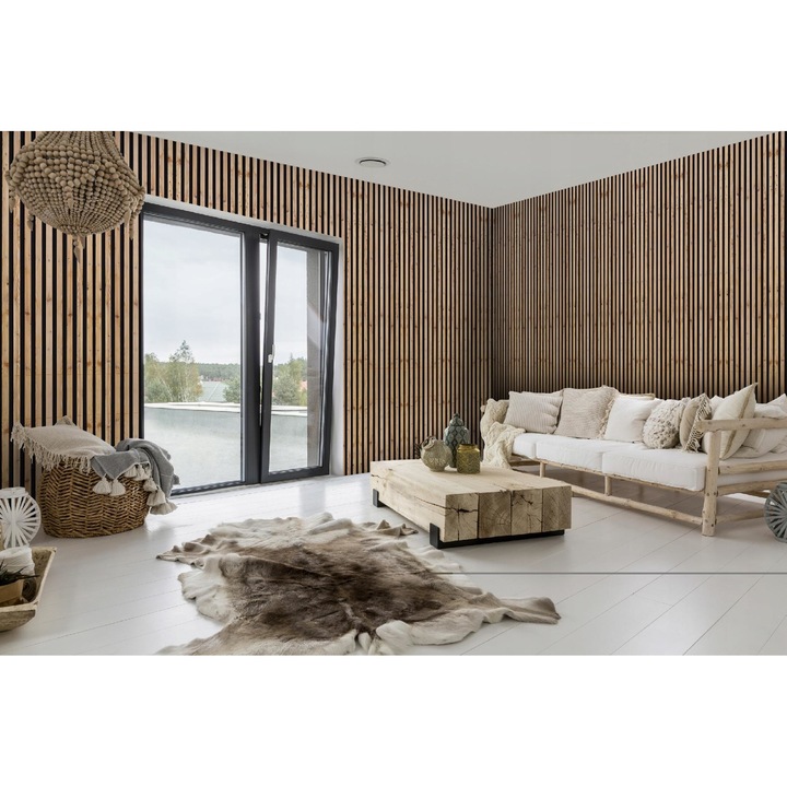 Tapet Scanduri Lambriu Efect 3D, Rola 50cm x 10m, Design Modern Vlies ...